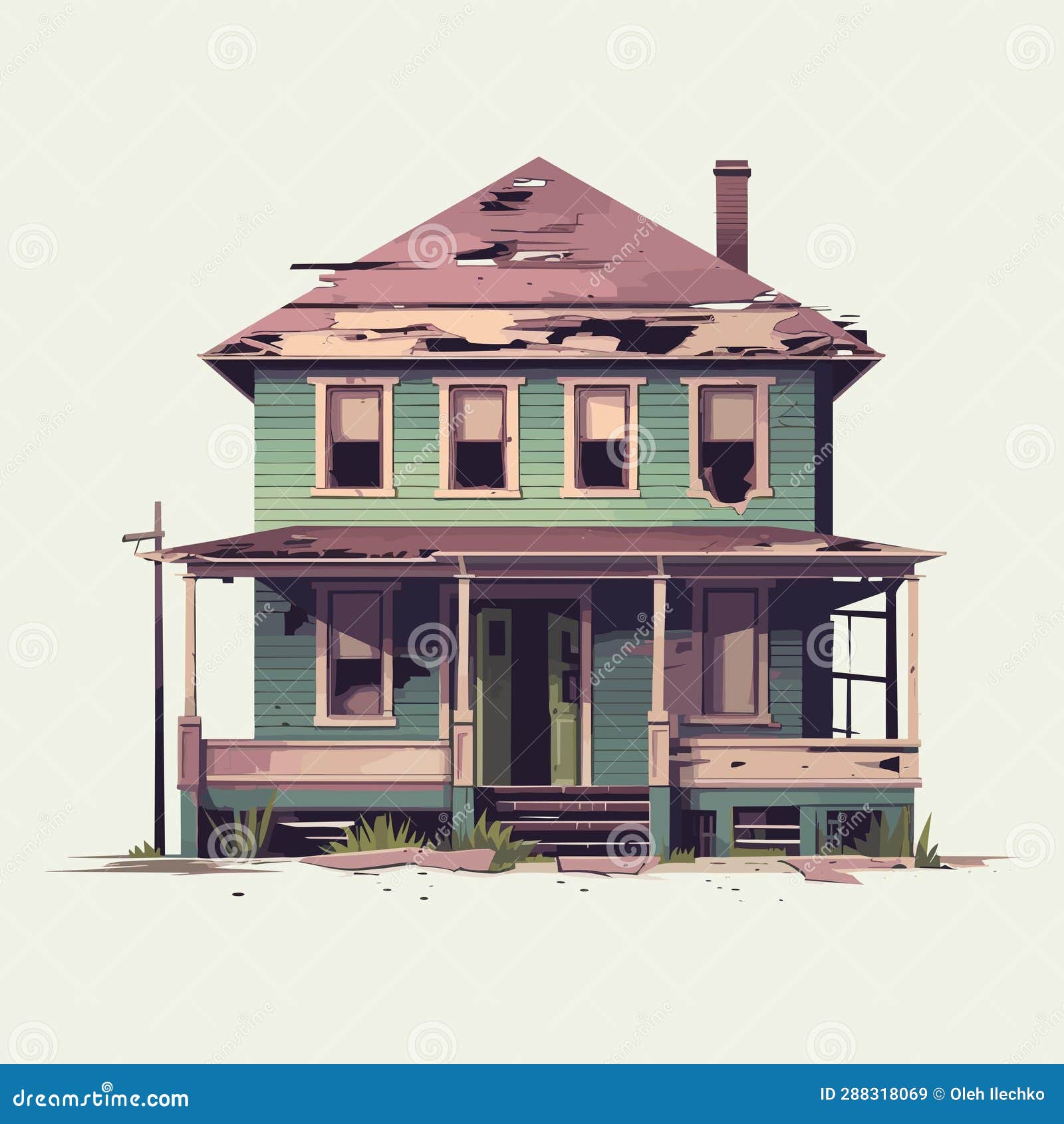 Abandoned Vintage House Vector Flat Isolated Illustration Stock Vector ...
