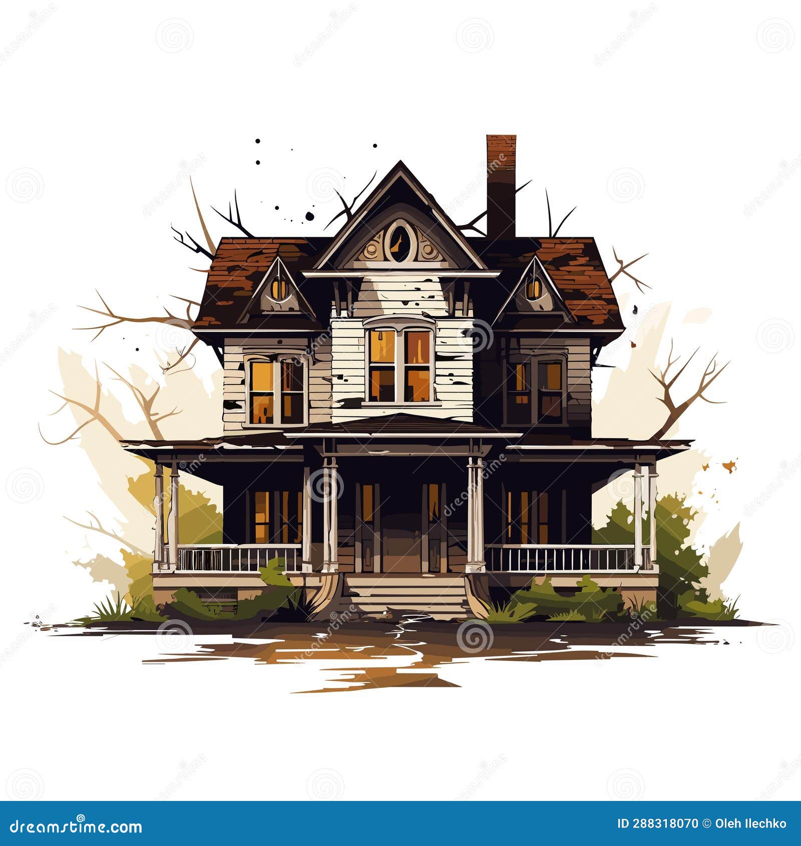 Abandoned Vintage House Vector Flat Isolated Illustration Stock ...
