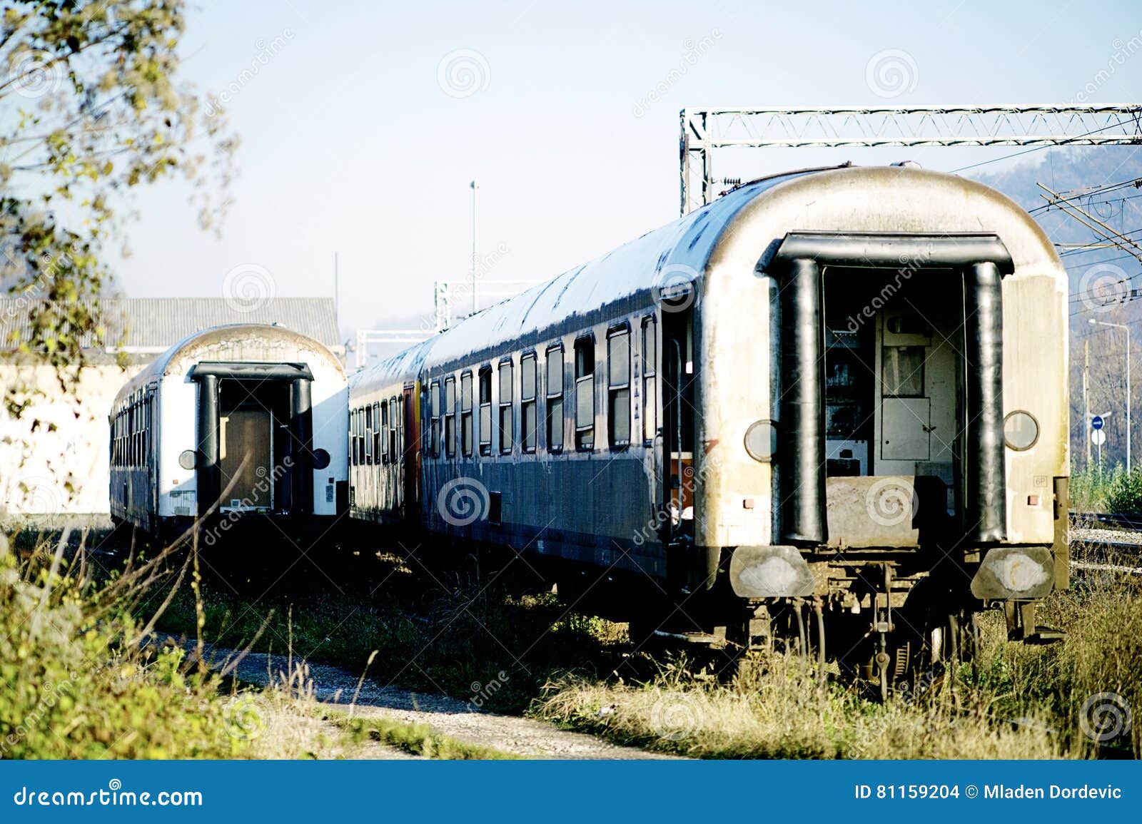 Between Wagons Of Old Trains, Between Two Old Trains, Red Metal Train ...