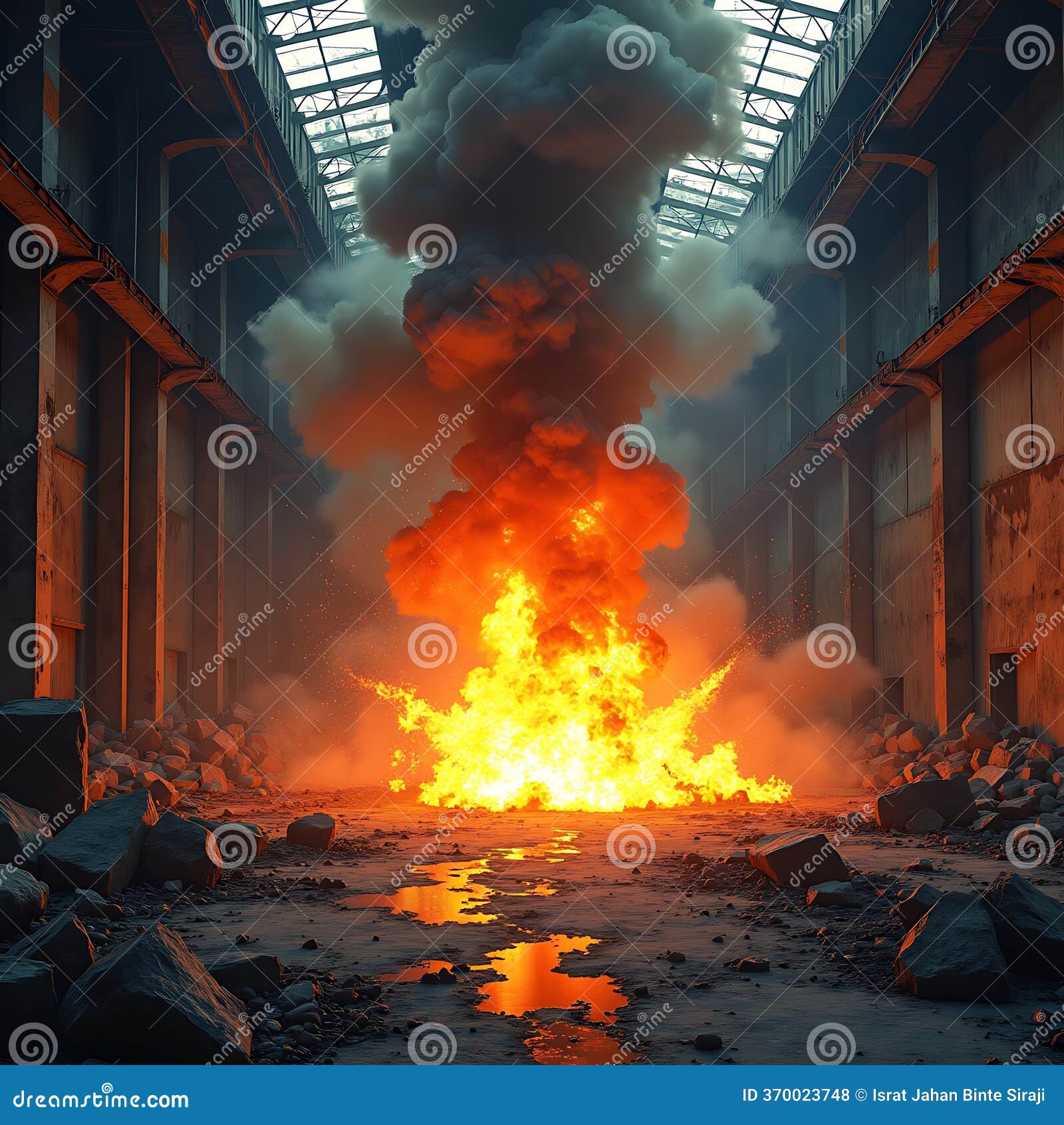 Abandoned Warehouse Scene Cement Floor Old Cement Wall Dilapidated Room ...