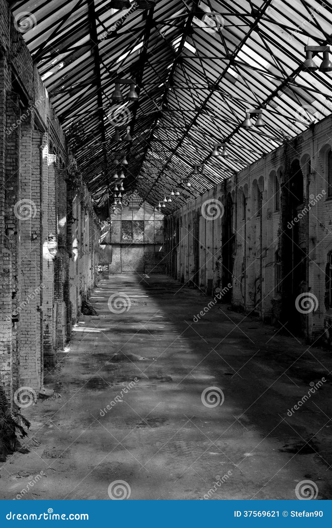 Abandoned Warehouse with Large Windows Stock Image - Image of large ...