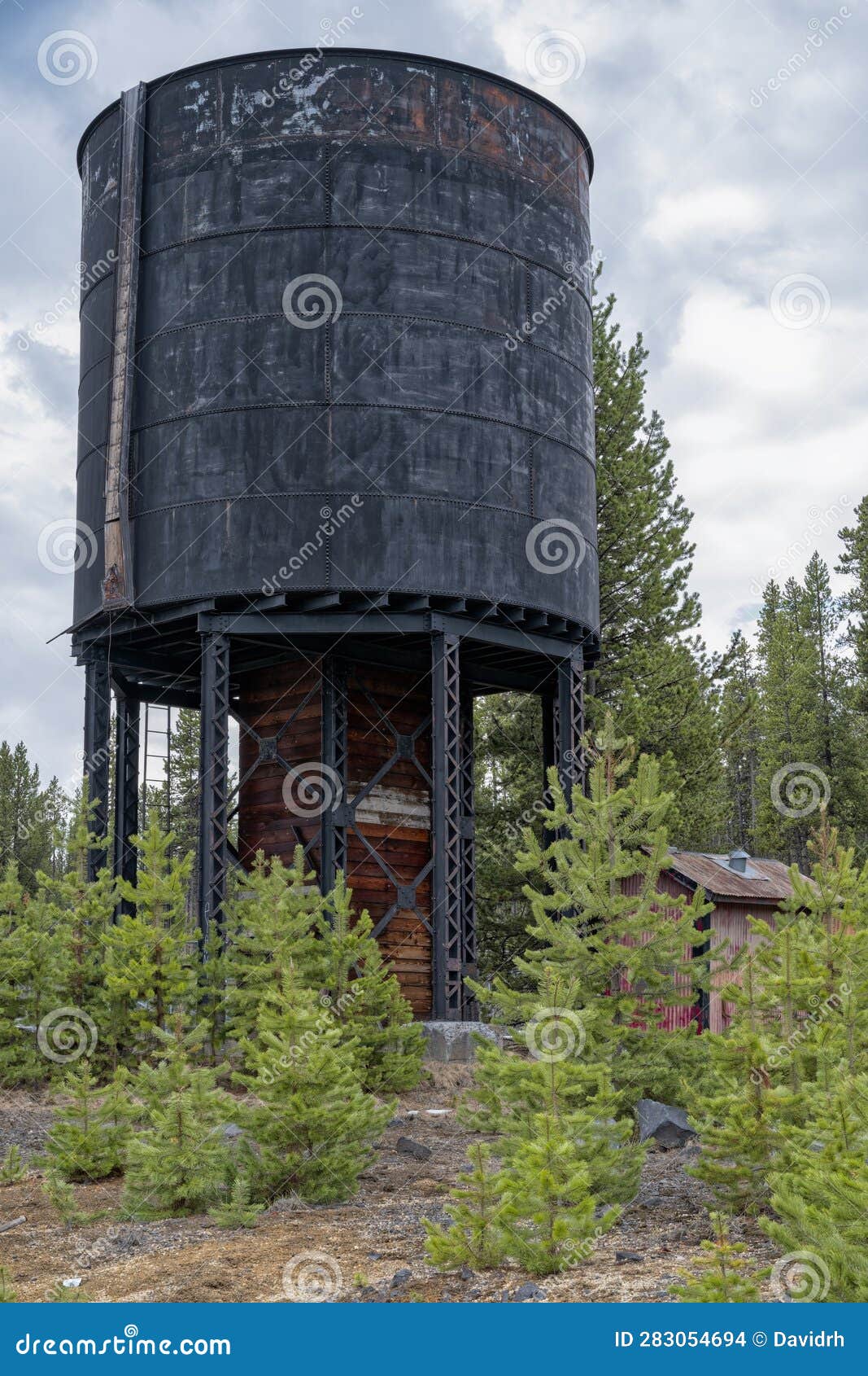 An Abandoned Water Tower at a Rail Yard in Central Oregon, USA Stock ...