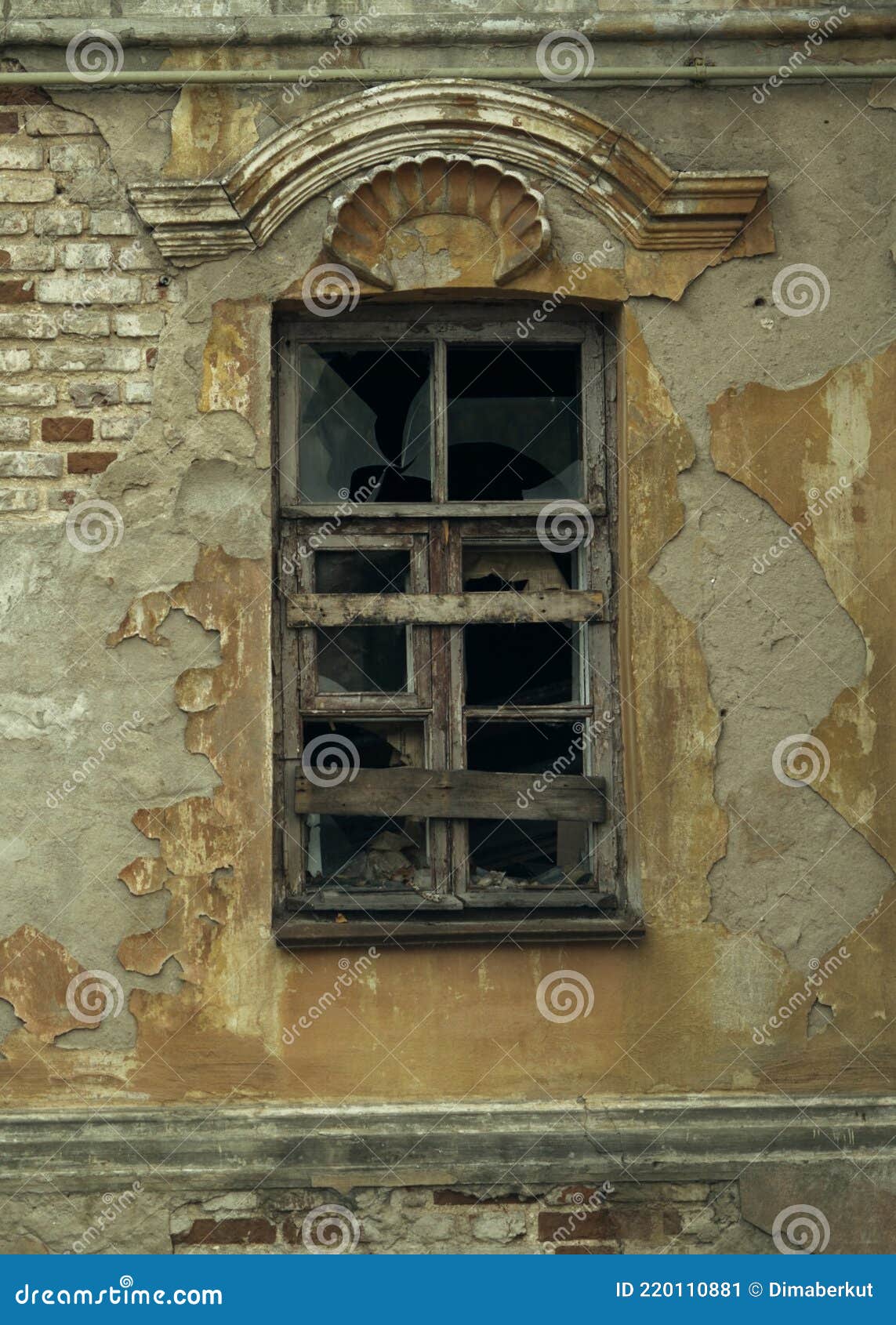 Abandoned. a Window in an Old Ruined House. Stock Image - Image of ...