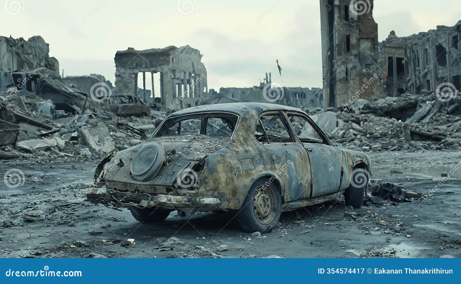 Abandoned Wreckage in a Desolate Apocalyptic Cityscape of Destruction ...