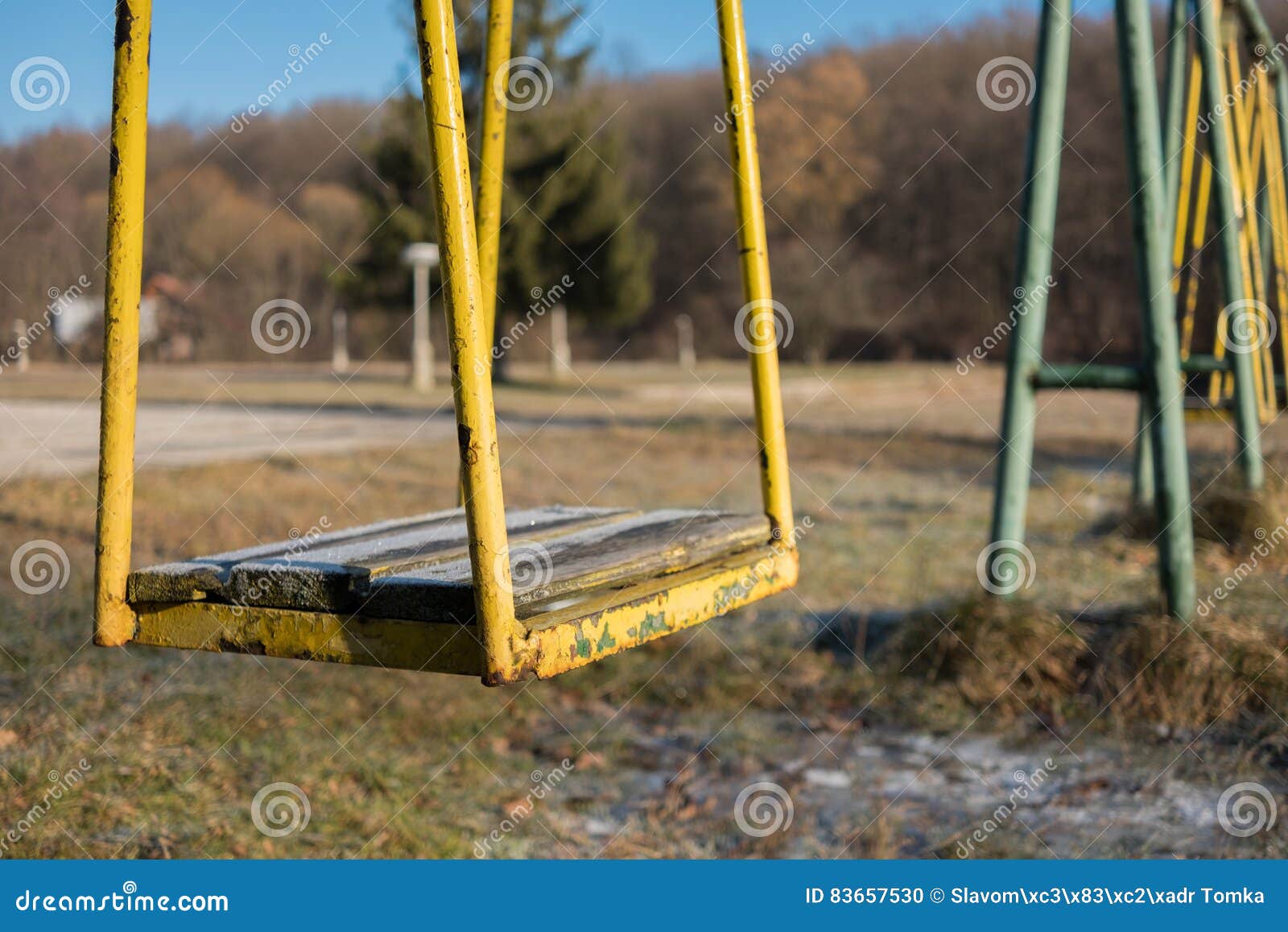 Yellow Swing Over Big Puddle. Royalty-Free Stock Photo | CartoonDealer ...