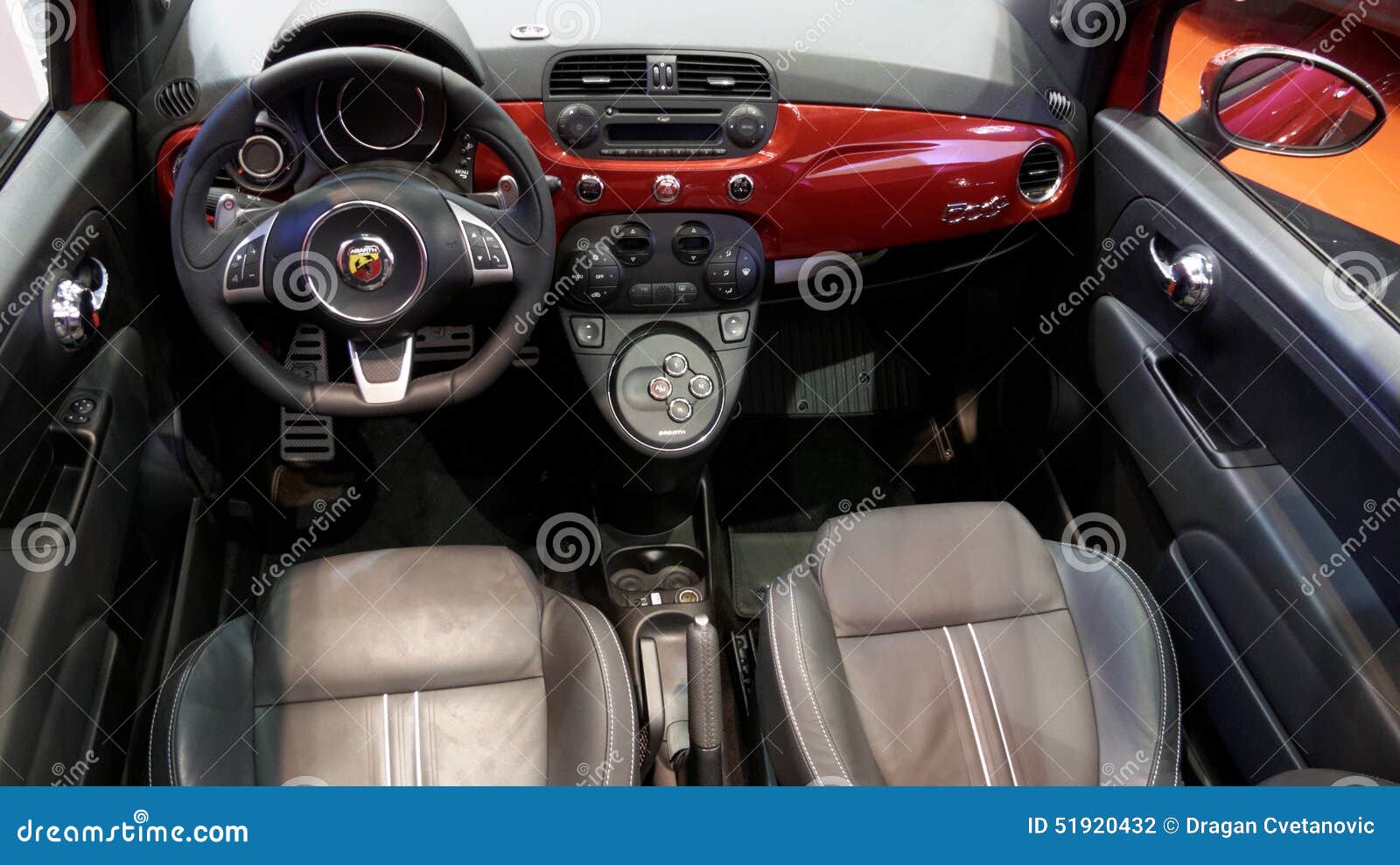Abarth Fiat 500 interior editorial photography. Image of german - 51920432