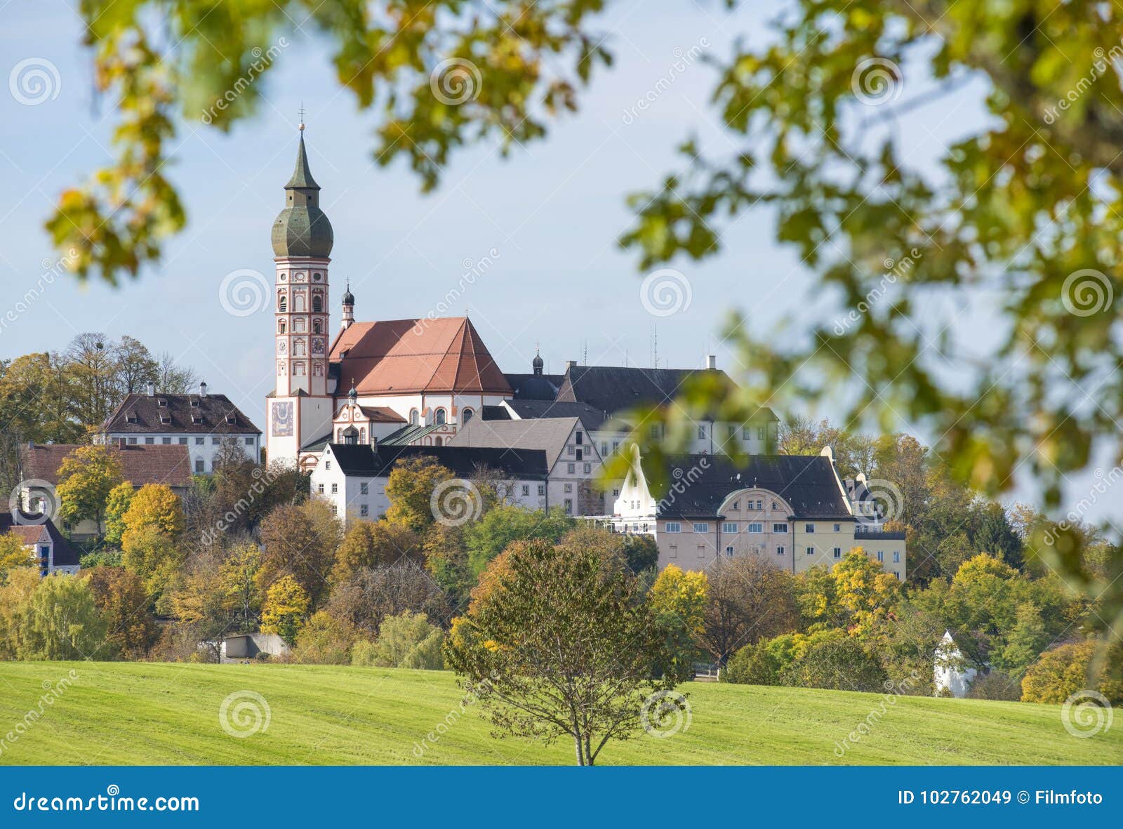 Abbey Andechs in Bavaria stock image. Image of houses - 102762049
