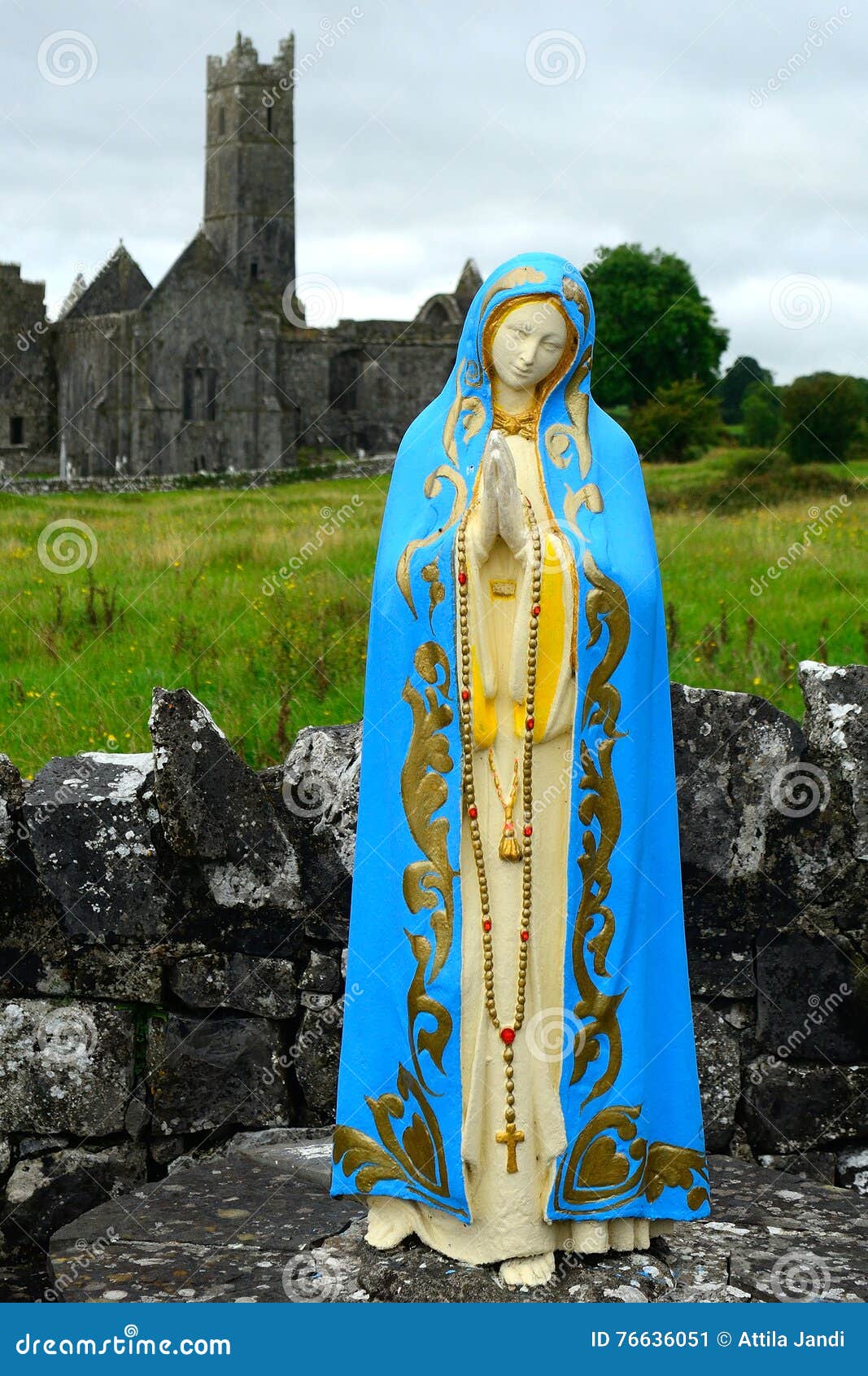 Abbey ruins, Quin, Ireland stock image. Image of monastery - 76636051