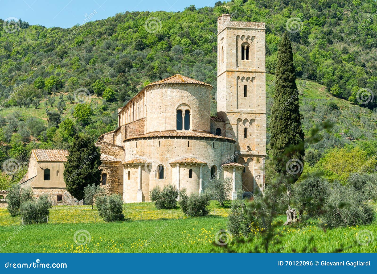 Abbey of Sant Antimo among the Hills of Tuscany, Italy Stock Photo ...