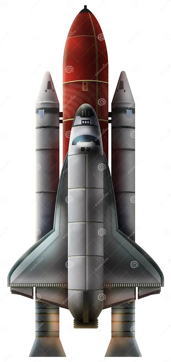 Abbildung Einer Rakete Mit Shuttle Auf Weißem Hintergrund Stock Abbildung - Illustration von ...