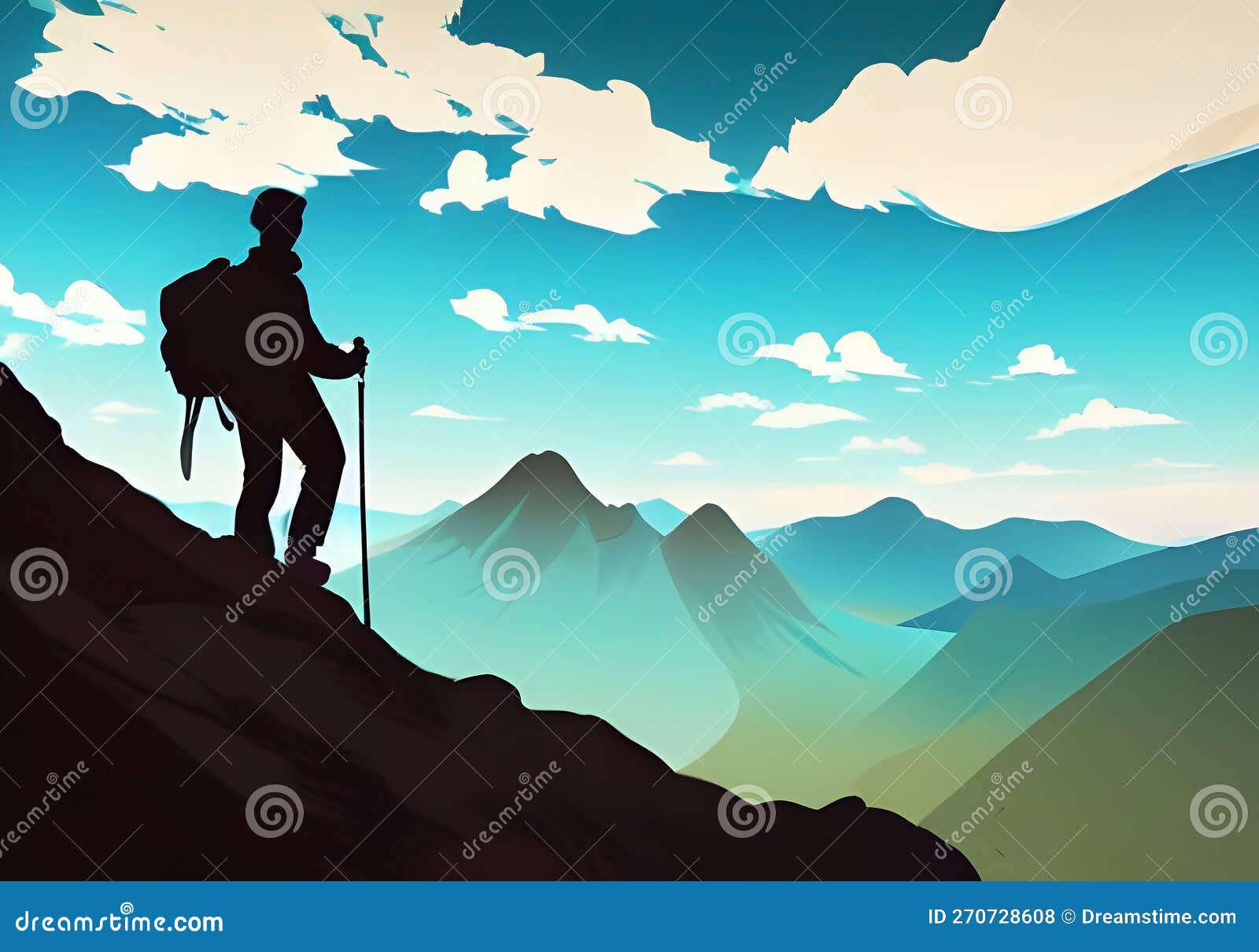 Abbildung Eines Bergsteigers Inmitten Einer Atemberaubenden ...