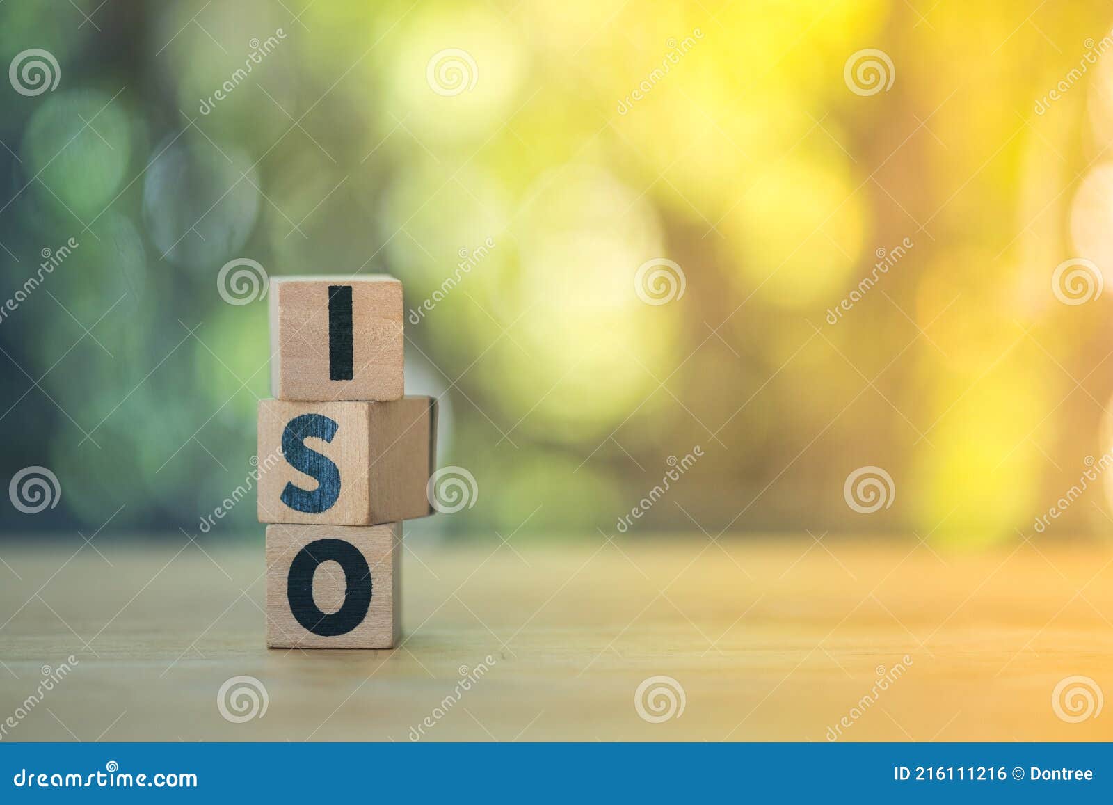 Abbreviation ISO on Wooden Cubes. ISO Quality Control Certification ...