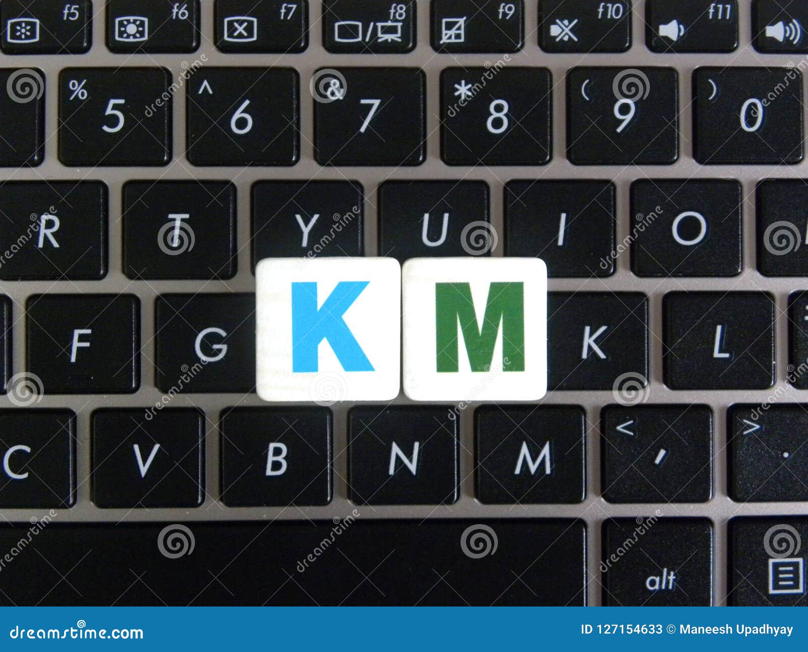 Abbreviation KM on Keyboard Background Stock Image - Image of english ...