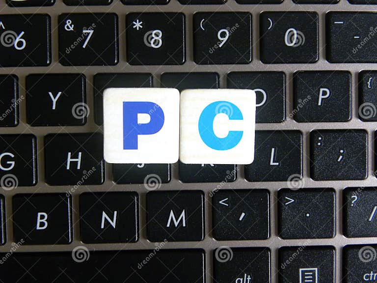 Abbreviation PC on Keyboard Background Stock Image - Image of laptop ...