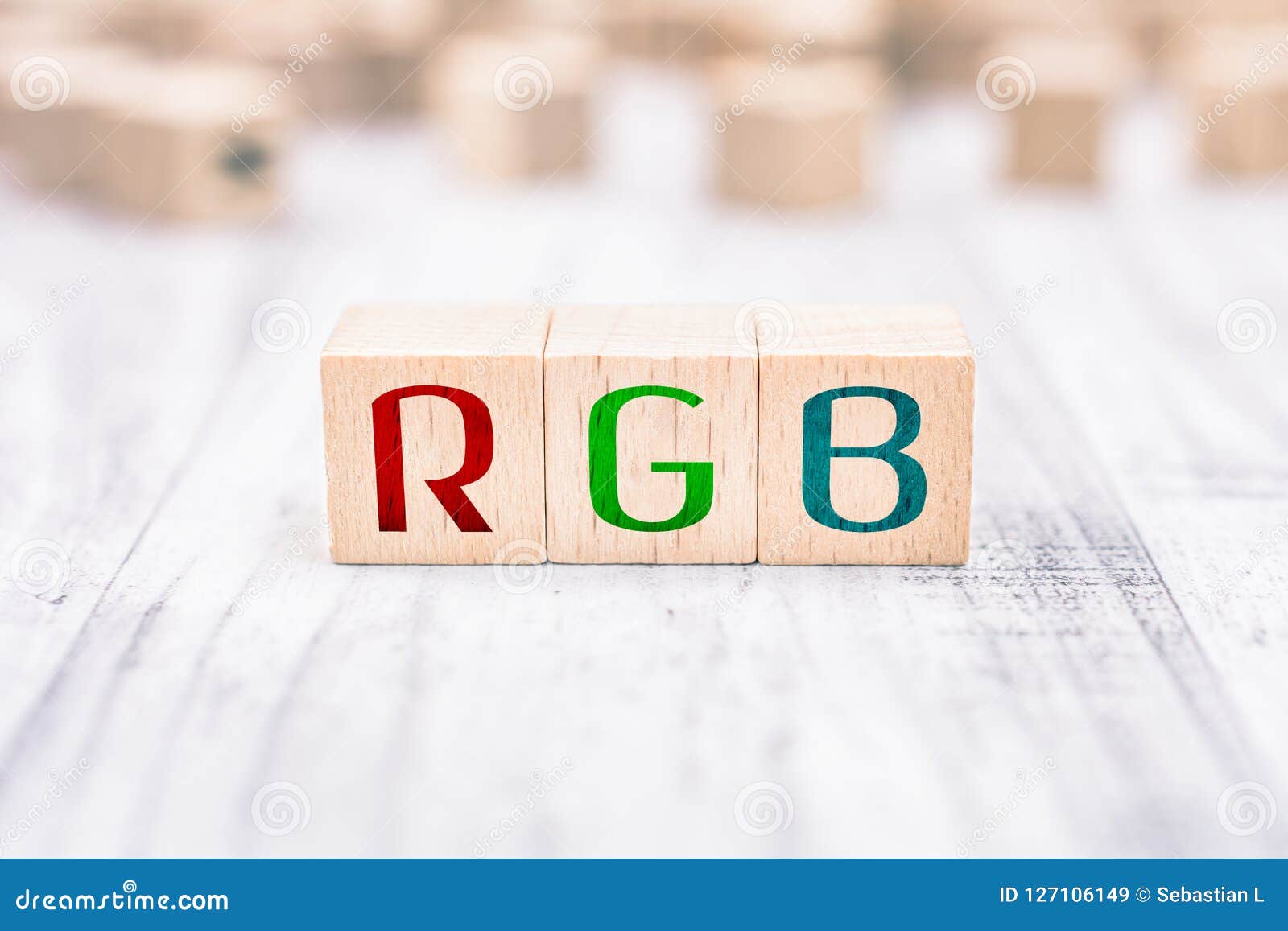 The Abbreviation RGB Formed by Wooden Blocks on a White Table Stock ...