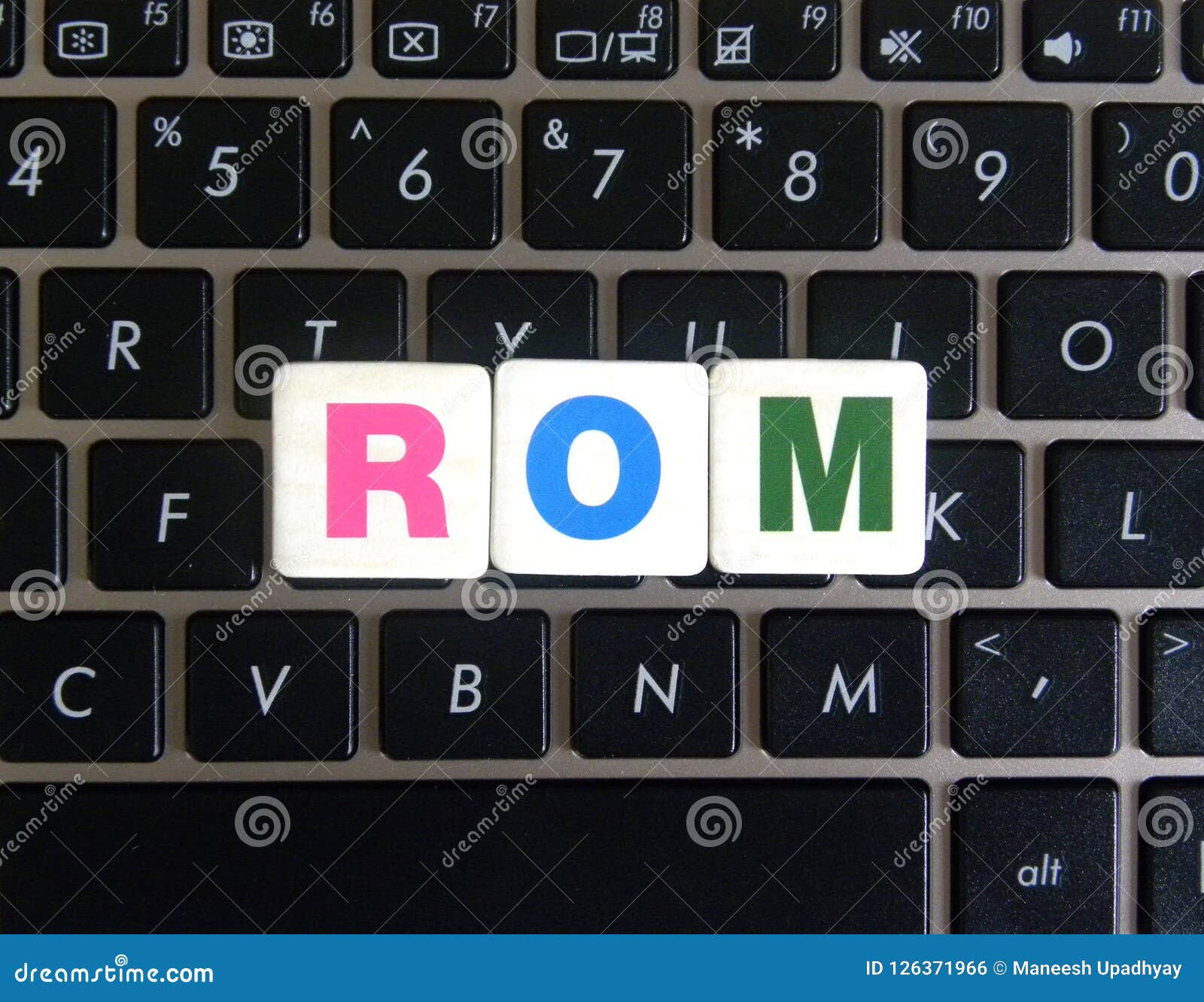 Abbreviation ROM on Keyboard Background Stock Photo - Image of laptop ...