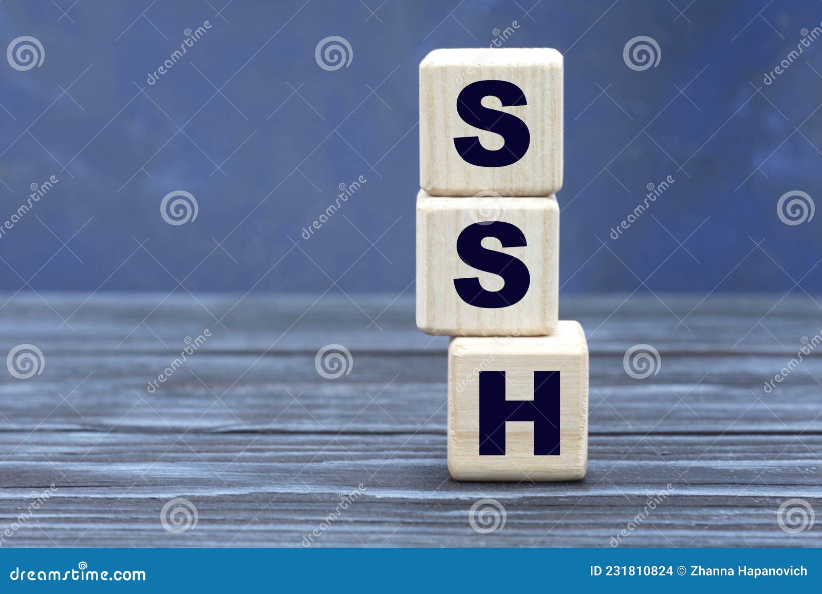 Abbreviation SSH on Cubes on a Beautiful Gray Blue Background Stock ...