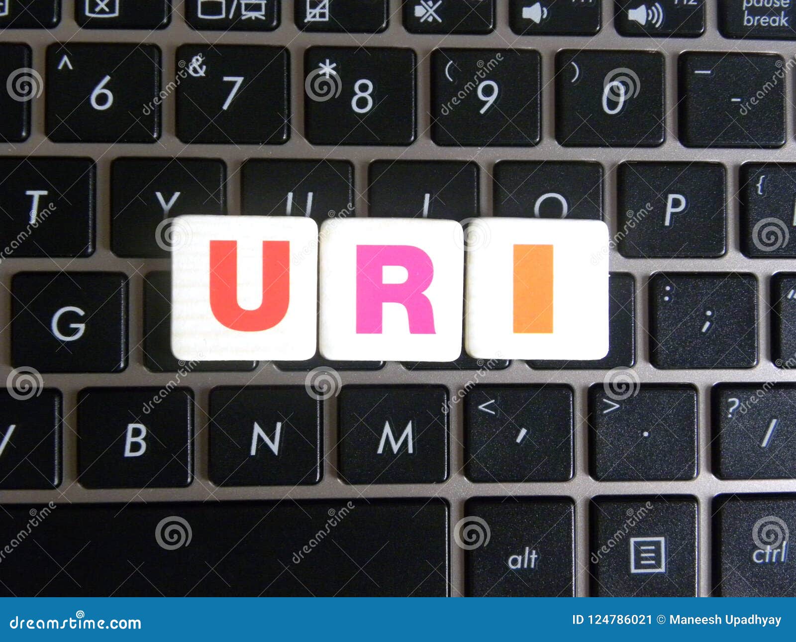 Abbreviation URI on Keyboard Background Stock Image - Image of modern ...