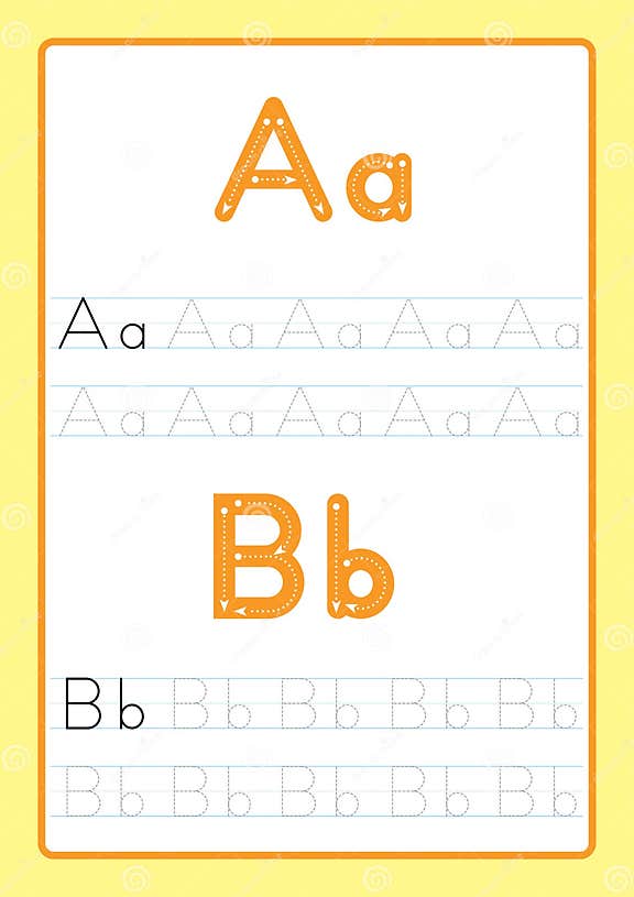 ABC追踪与字母表信件的字母表信件活页练习题 幼儿园准备好孩子A4的纸的基本的书写实践打印 向量例证 - 插画 包括有 独自一个, 手写 ...