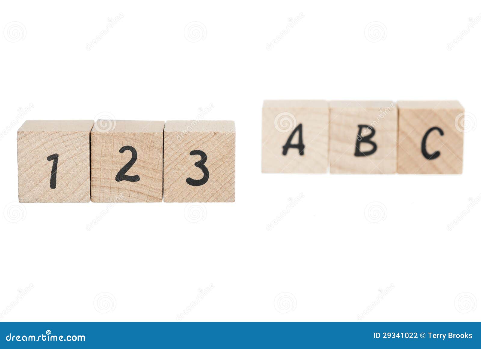 ABC 123 Arranged Using Wooden Blocks. Stock Photo - Image of ...