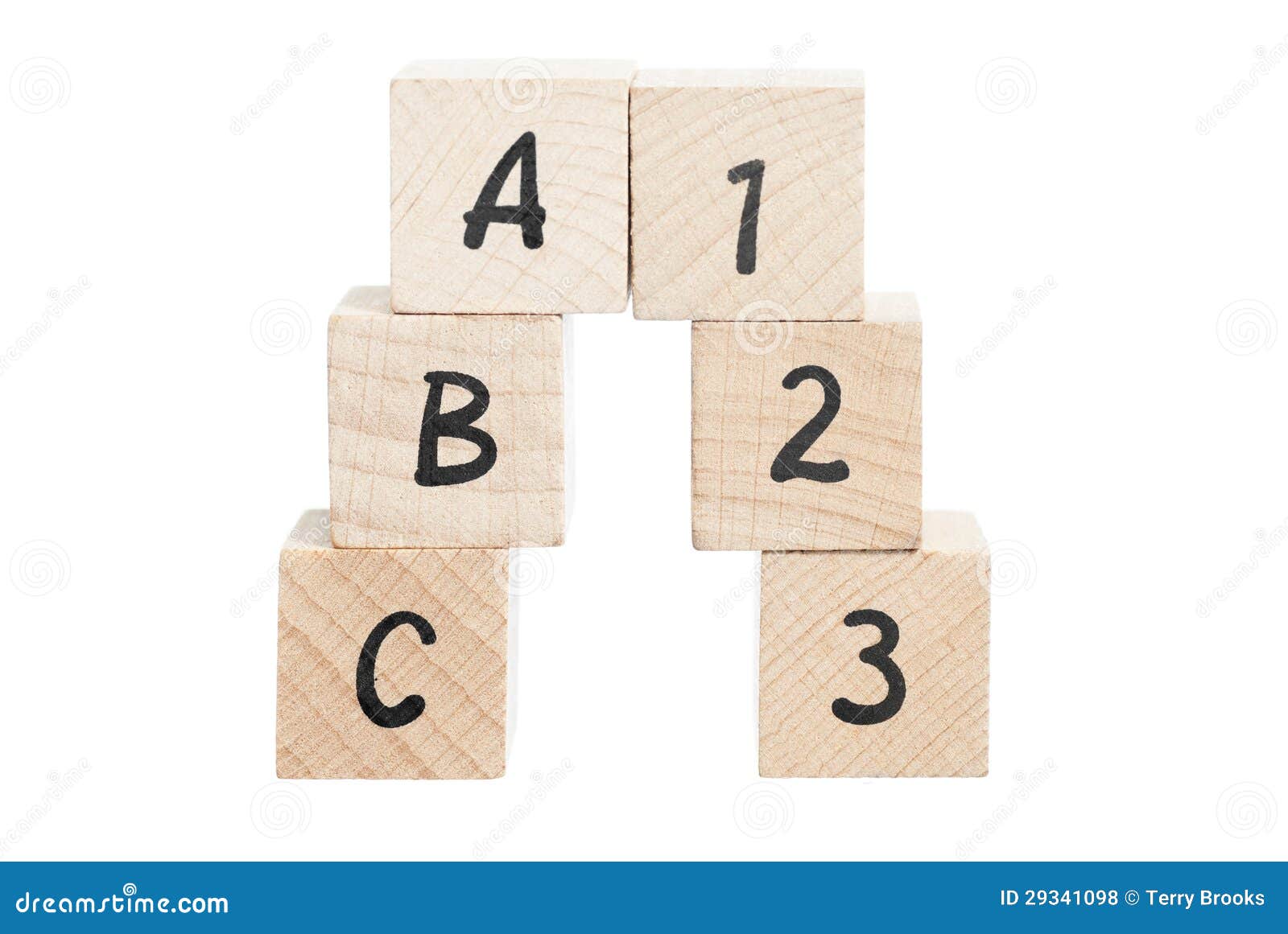 ABC 123 Arranged Using Wooden Blocks. Stock Photo - Image of letters ...