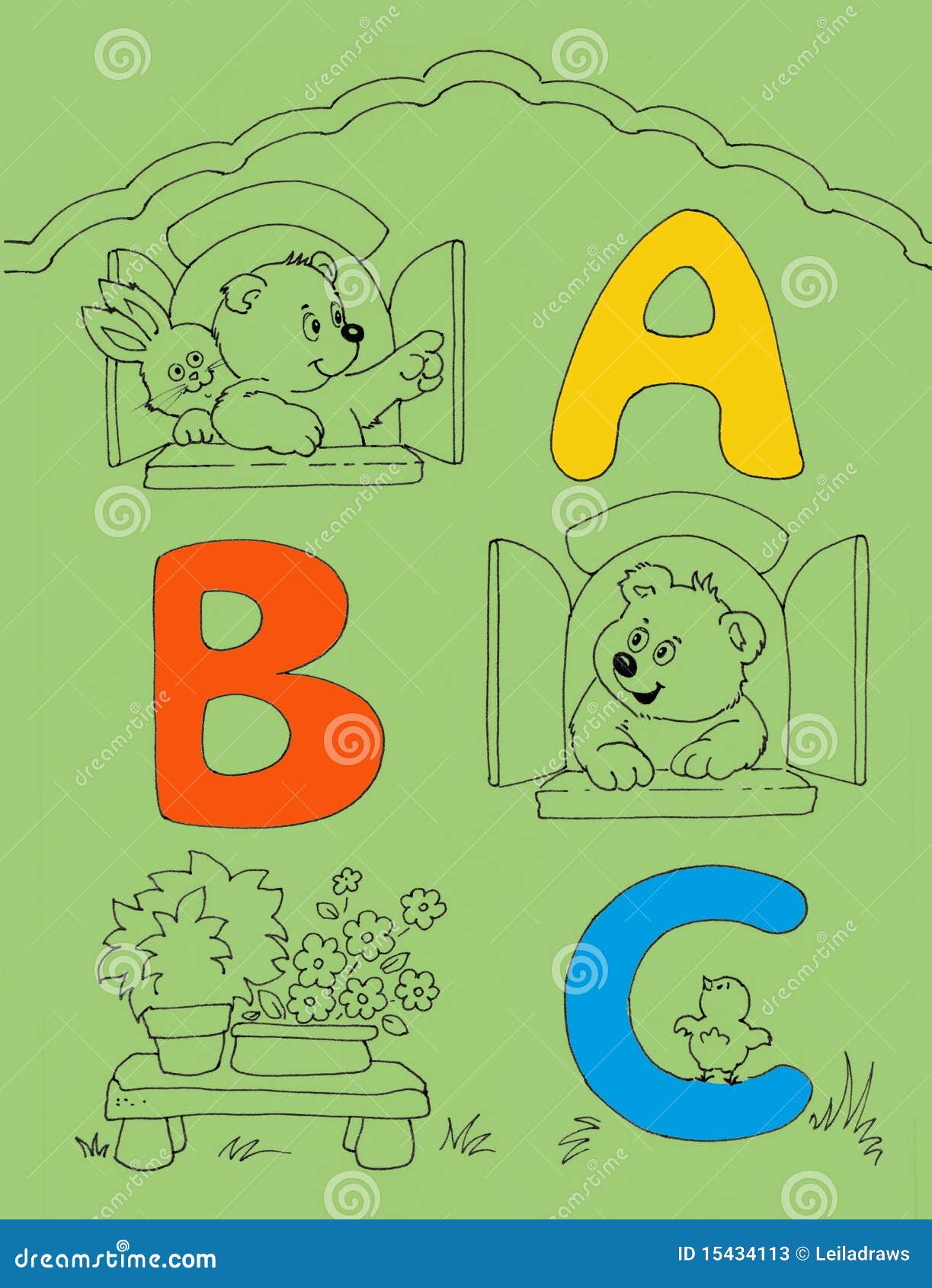 ABC Hand-made Illustration of Cute Animals. Stock Illustration ...
