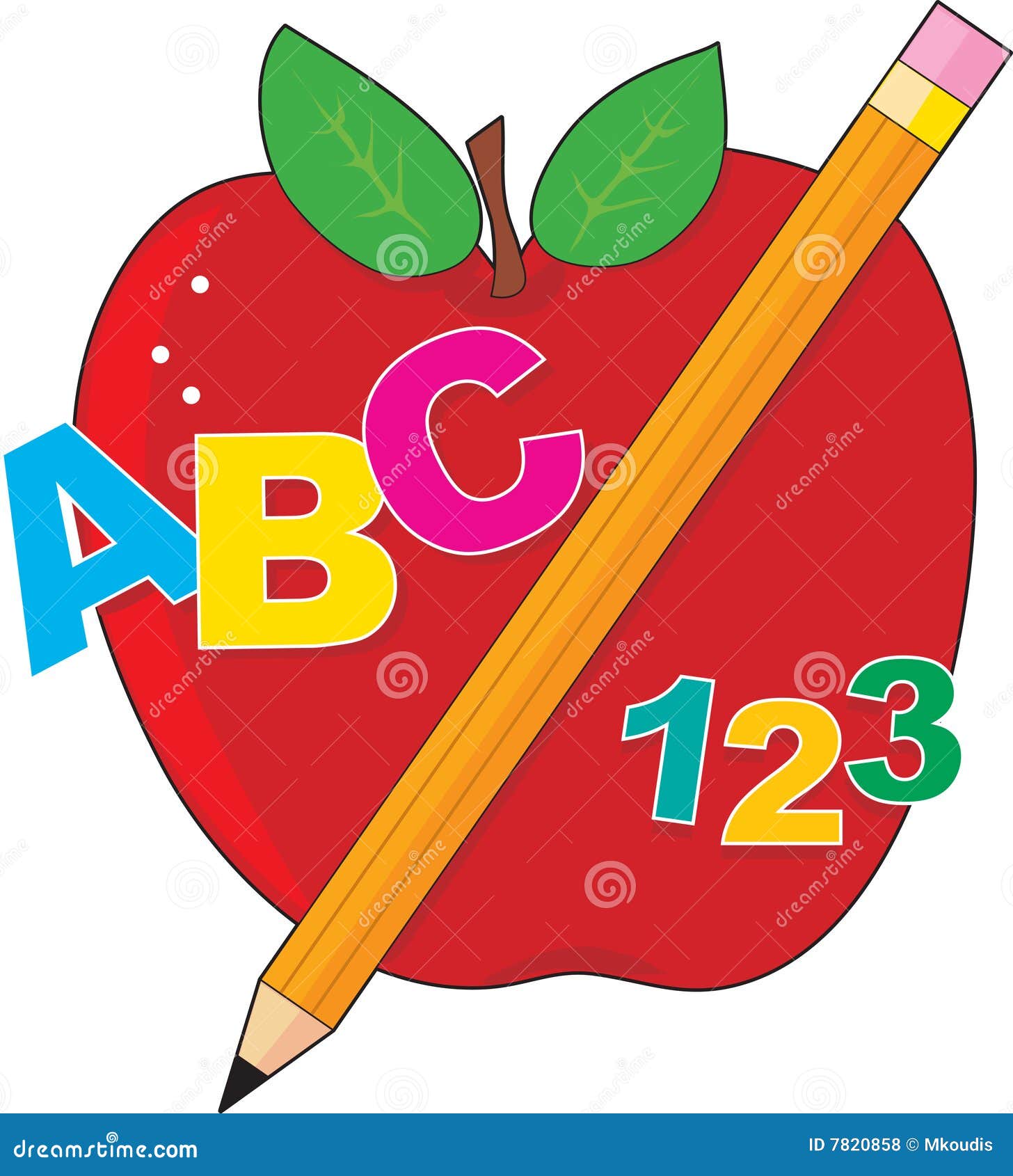 ABC stock vector. Illustration of education, pencil, numbers - 7820858