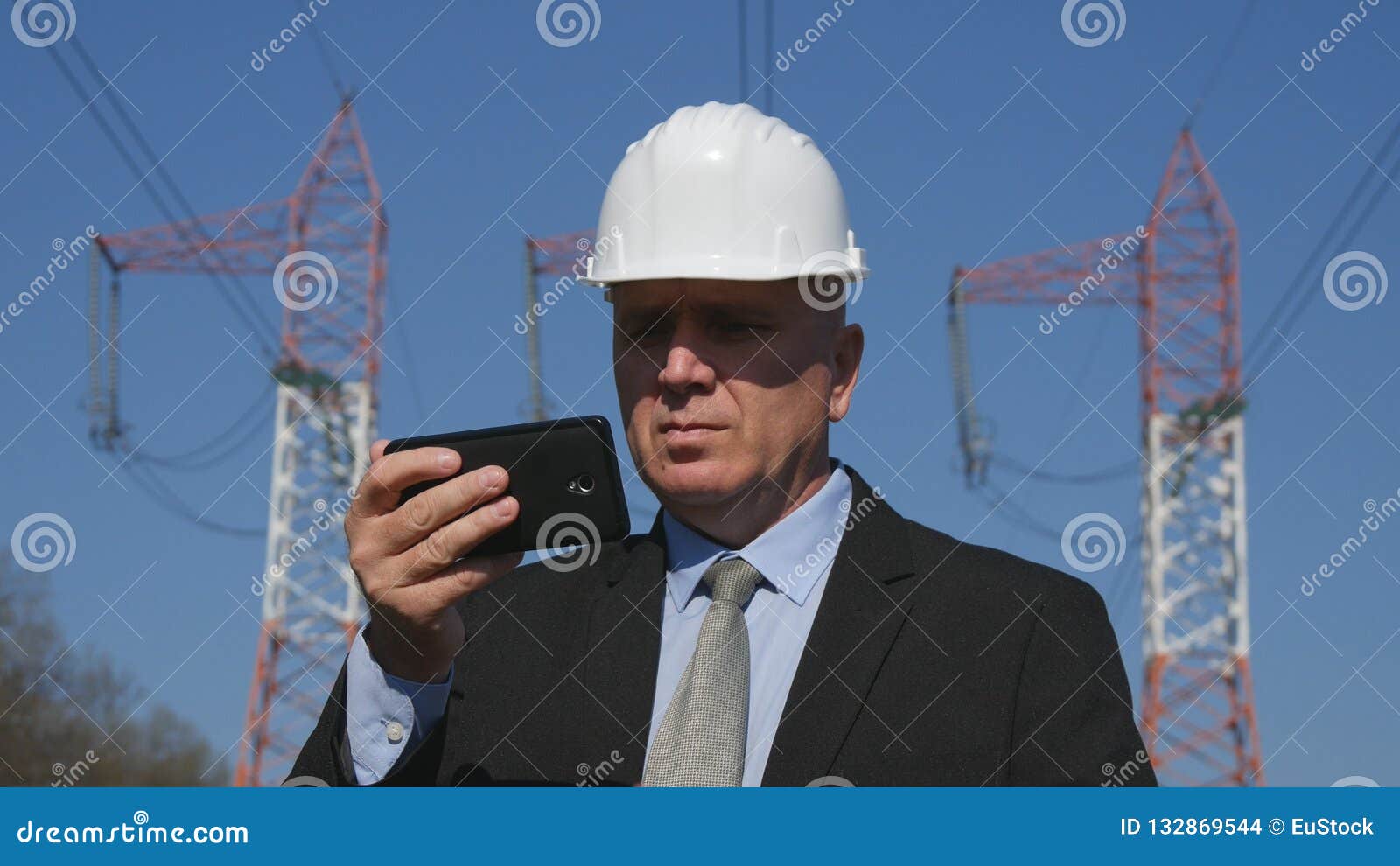 Engineer Using Cell Phone in Maintenance Activity Stock Photo - Image ...