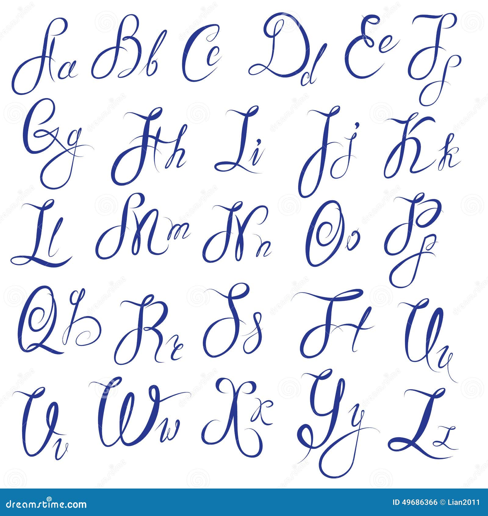 ABC - Alfabeto Inglés - Caligráfico Manuscrito Ilustración del Vector ...