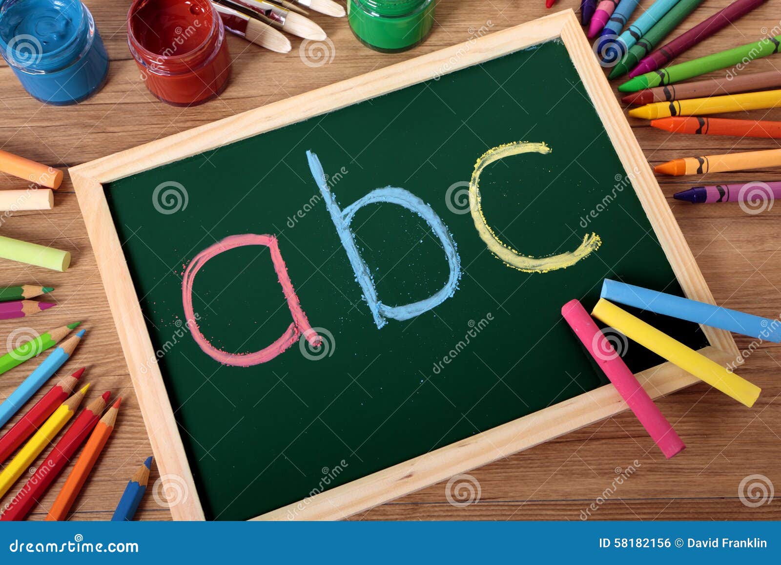 ABC Alphabet on Blackboard, Preschool Basic Reading and Writing Stock ...