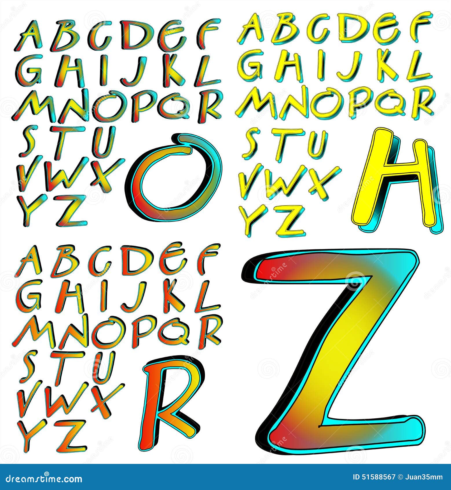 ABC Alphabet Lettering Design Aberration Combo Stock Illustration ...