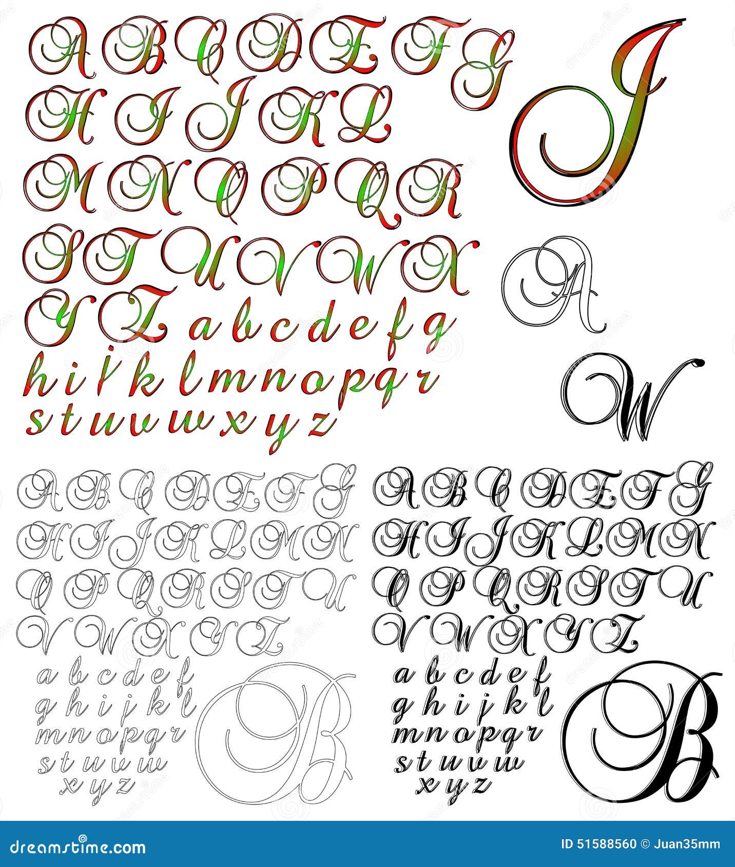 ABC Alphabet Lettering Design Brock 1 Combo Stock Illustration ...