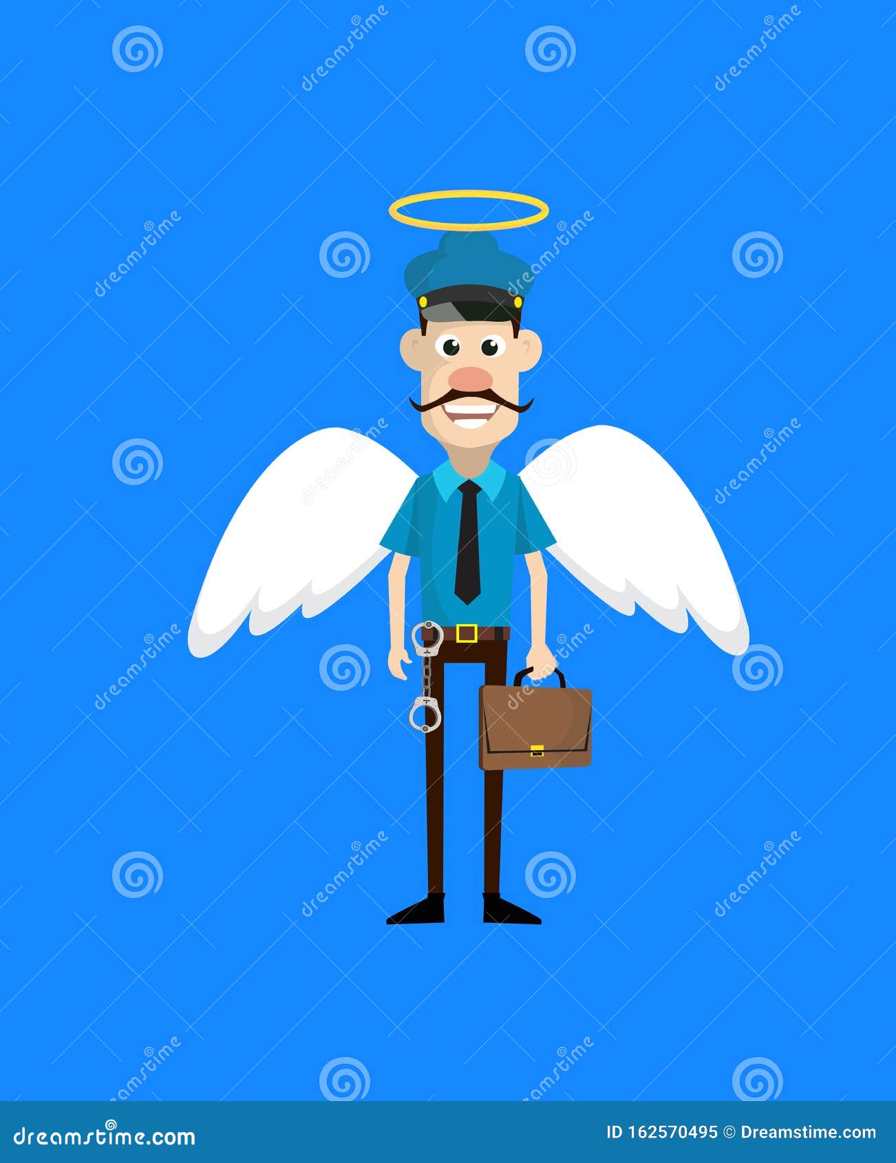 Cartoon Cop Policeman - in Angel Costume Stock Vector - Illustration of ...