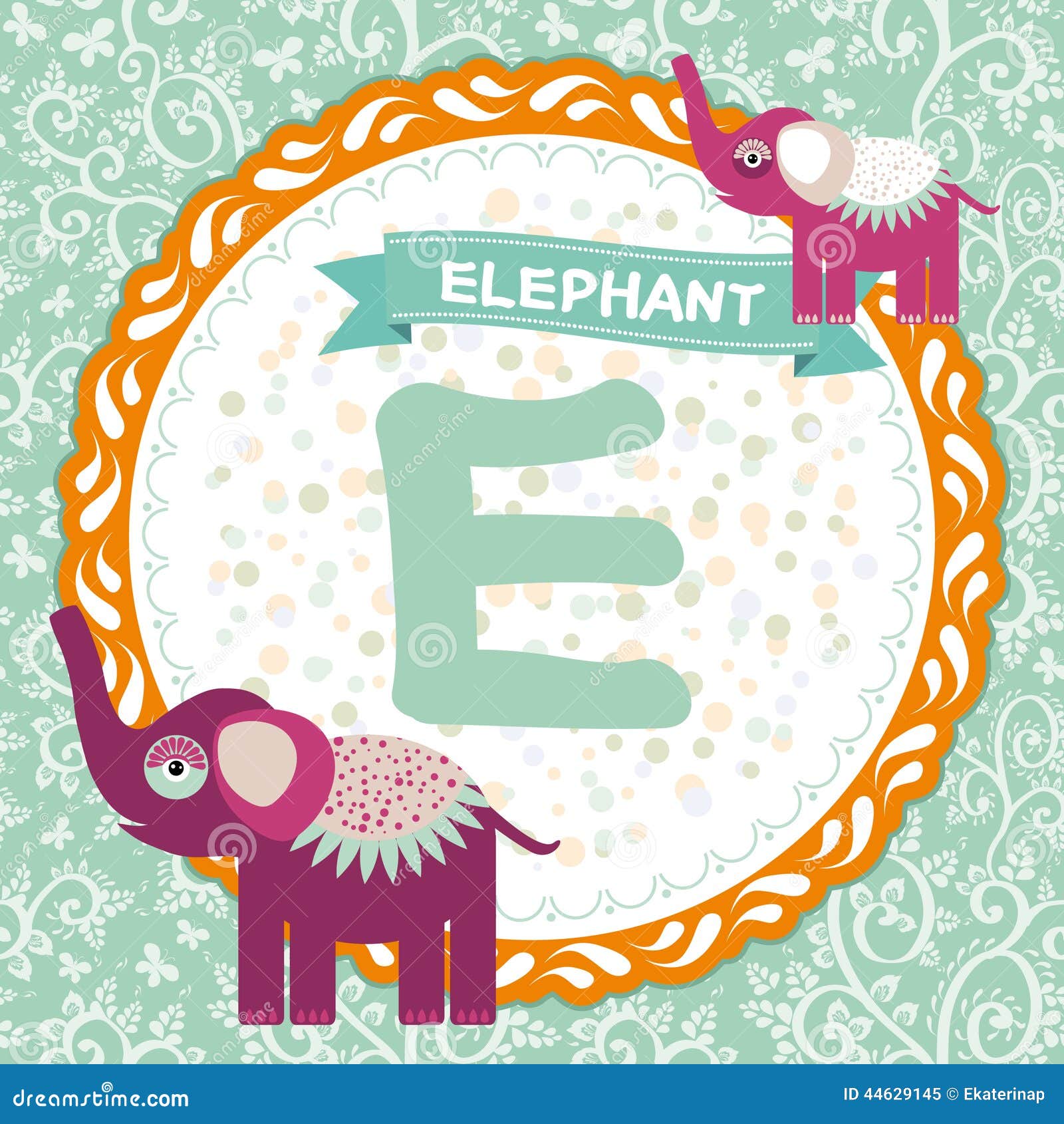 ABC Animals E is Elephant. Childrens English Alphabet. Vector Stock ...