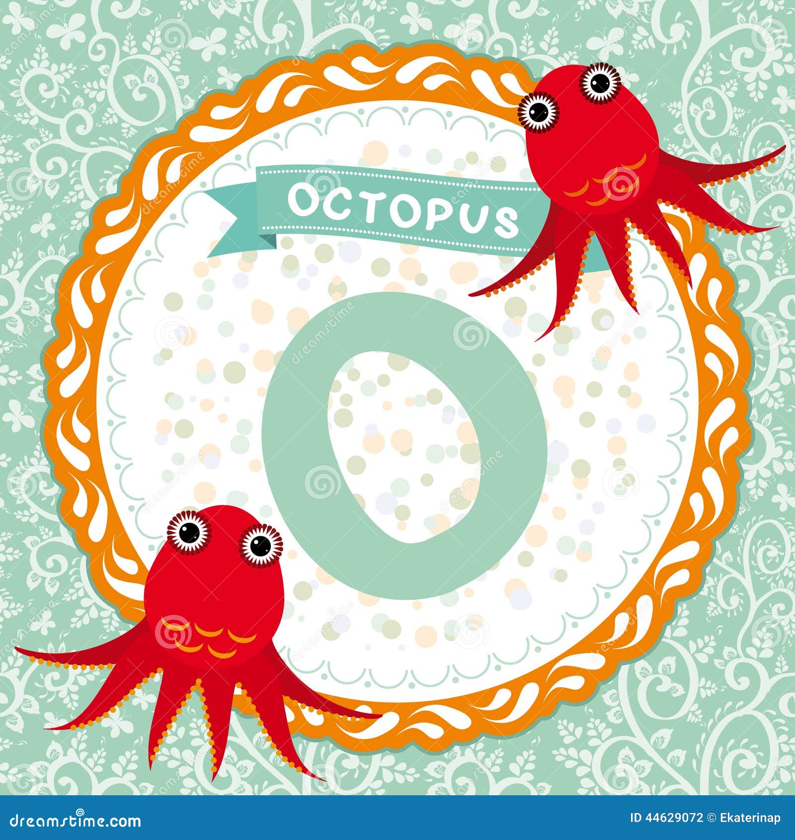ABC Animals: O is Octopus. Childrens English Alphabet. Vector Stock ...