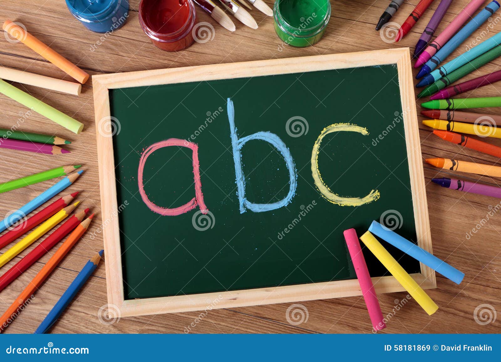 ABC Basic Reading and Writing, Blackboard, School Desk Stock Image ...