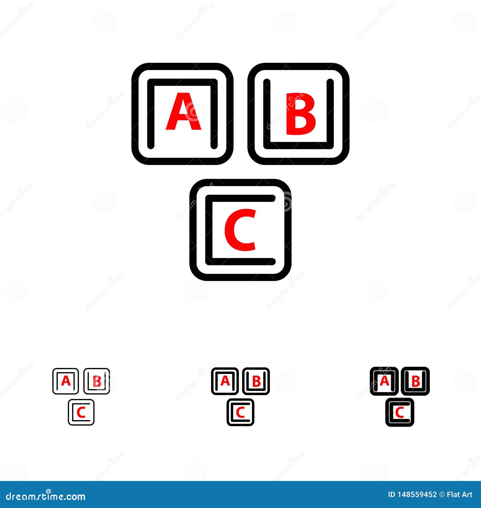 Abc, Blocks, Basic, Alphabet, Knowledge Bold and Thin Black Line Icon ...