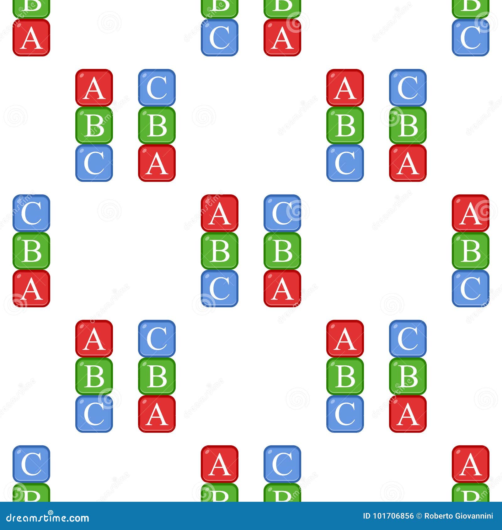 ABC Blocks Flat Icon Seamless Pattern Stock Vector - Illustration of ...