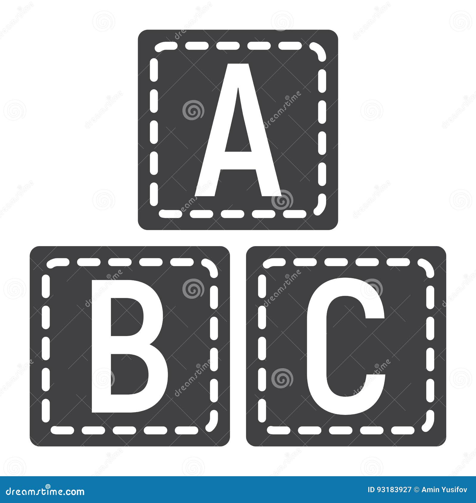 ABC Blocks Solid Icon, Alphabet Cubes Education Stock Vector ...