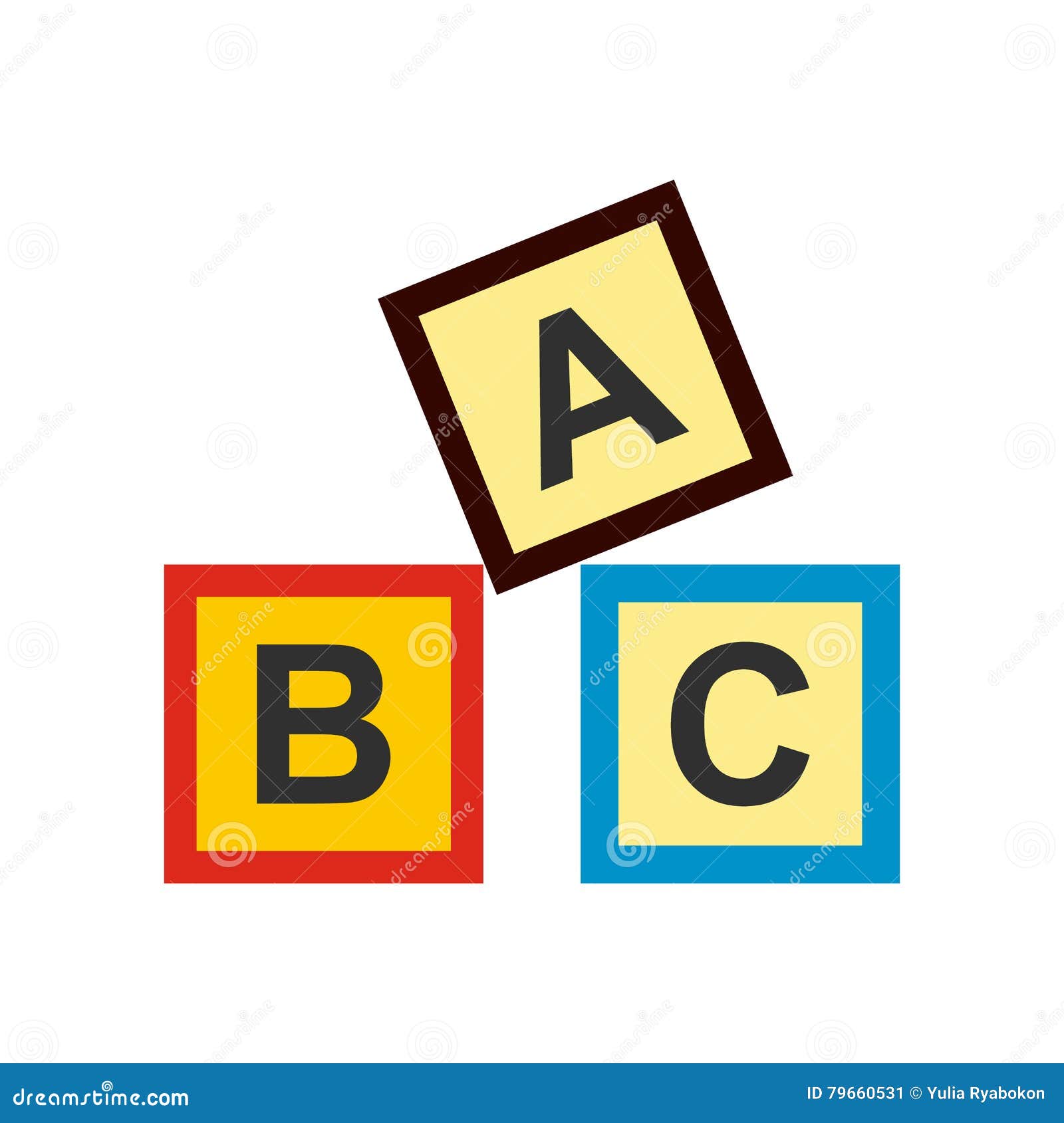 ABC blocks toy flat icon stock vector. Illustration of blue - 79660531