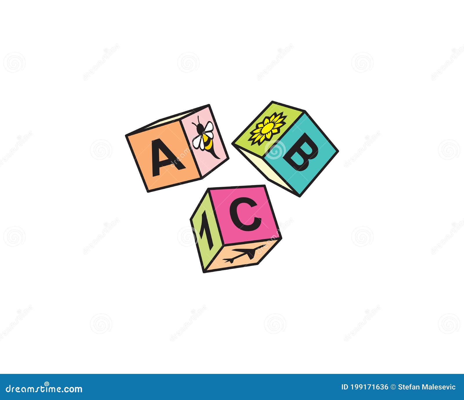ABC blocks stock vector. Illustration of perspective - 199171636