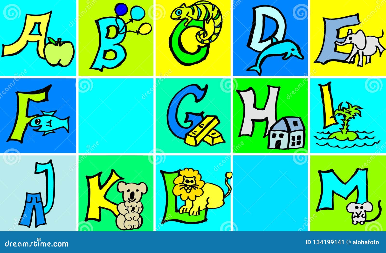 ABC-Buchstaben Mit Bildern in Deutschem Und Englischem Teil 1 Vektor ...