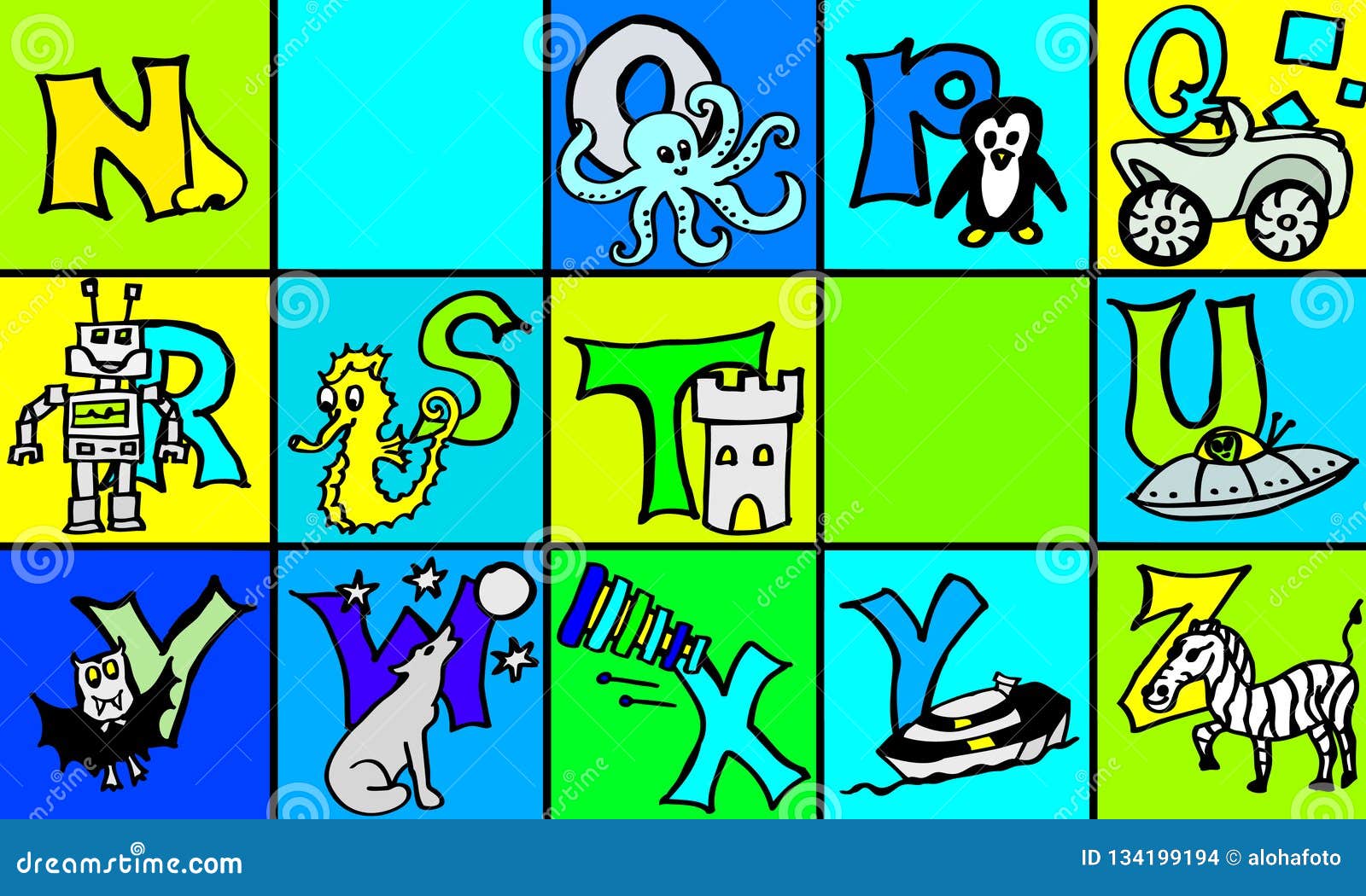 ABC-Buchstaben Mit Bildern in Deutschem Und Englischem Teil 2 Vektor ...