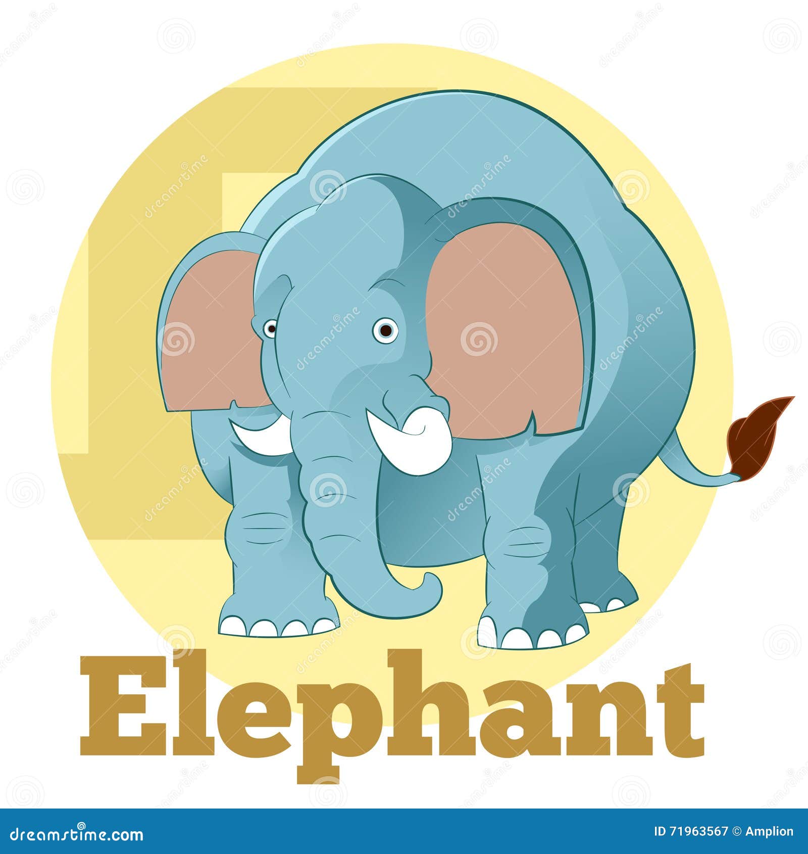 ABC Cartoon Elephant stock vector. Illustration of collection - 71963567
