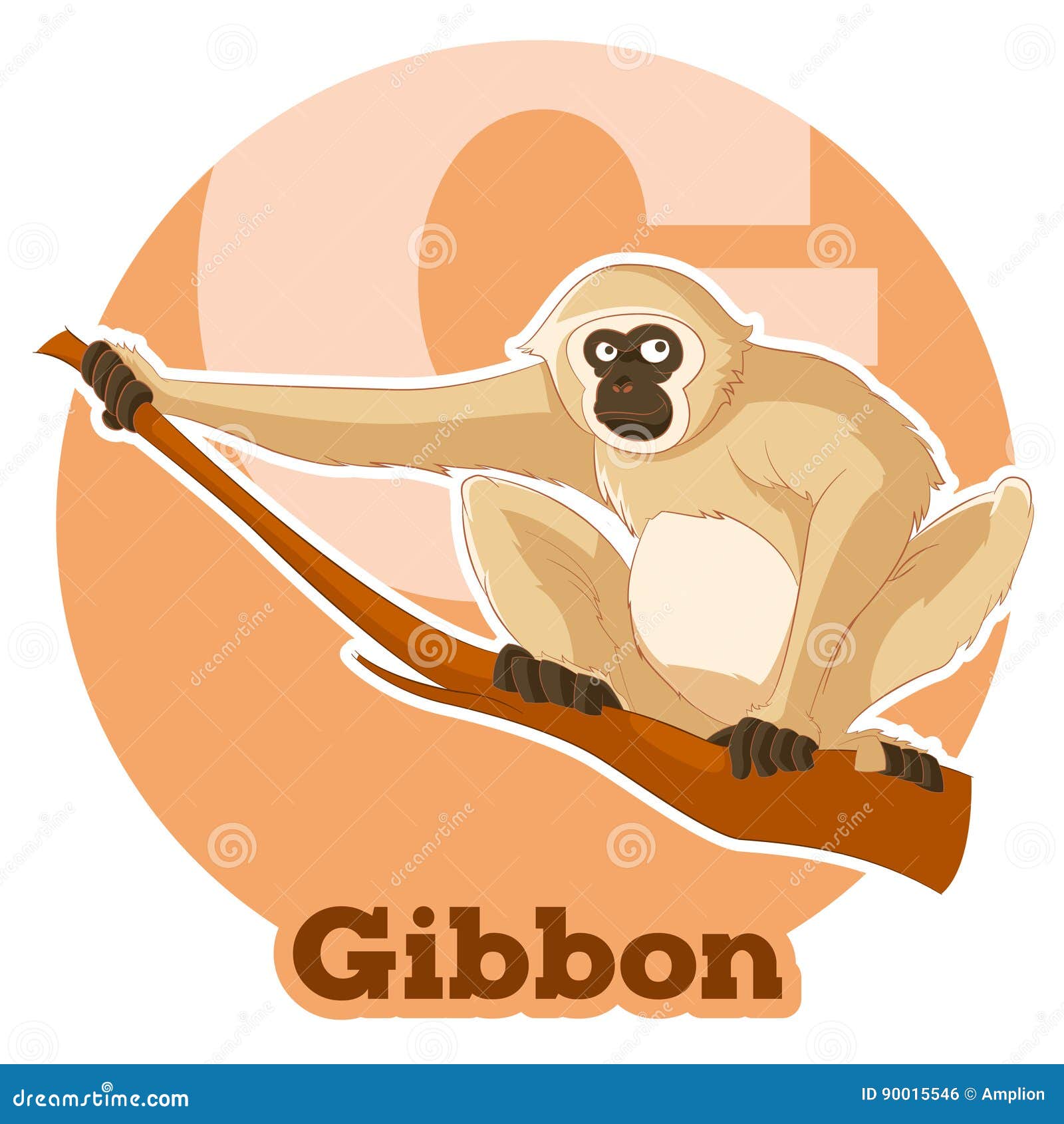 ABC Cartoon Gibbon stock vector. Illustration of funny - 90015546