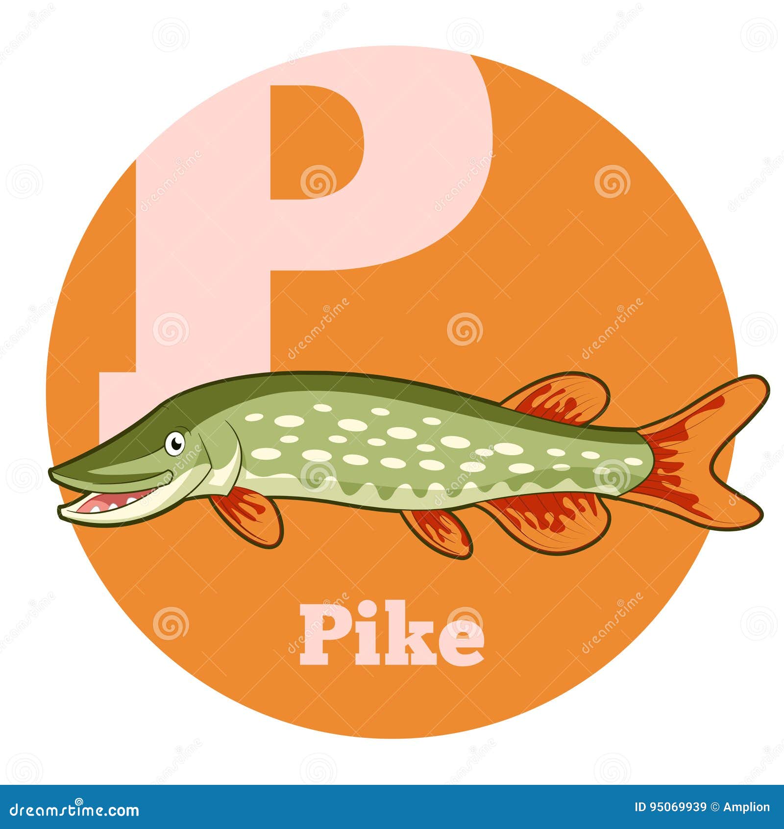 ABC Cartoon Pike stock vector. Illustration of learn - 95069939