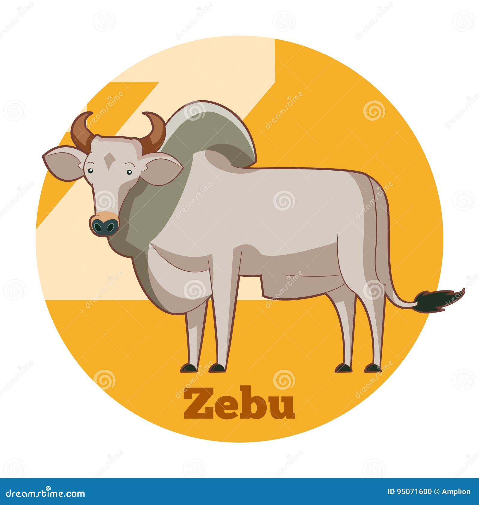 ABC Cartoon Zebu stock vector. Illustration of domestic - 95071600