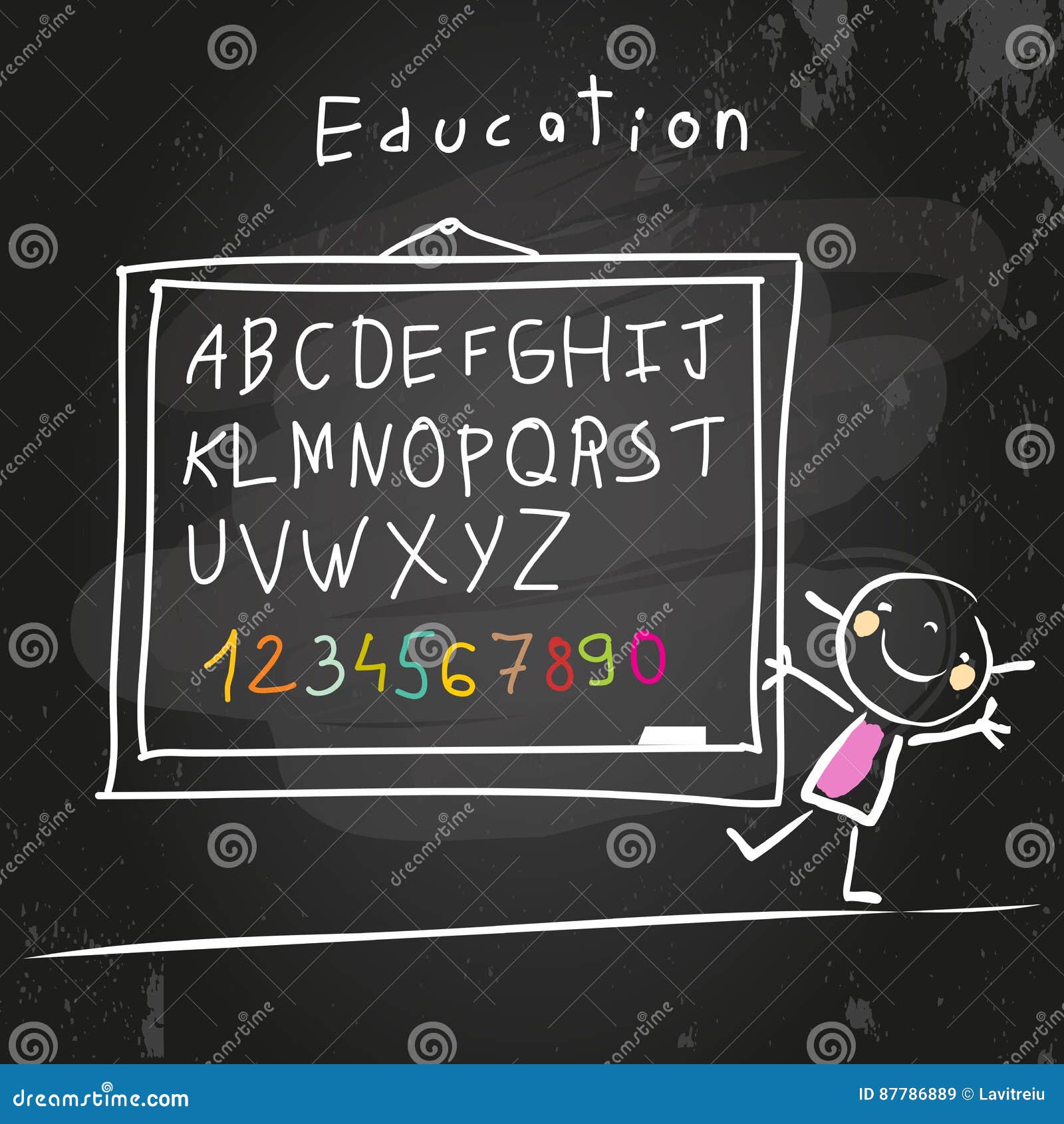 Abc chalk on blackboard stock vector. Illustration of vector - 87786889