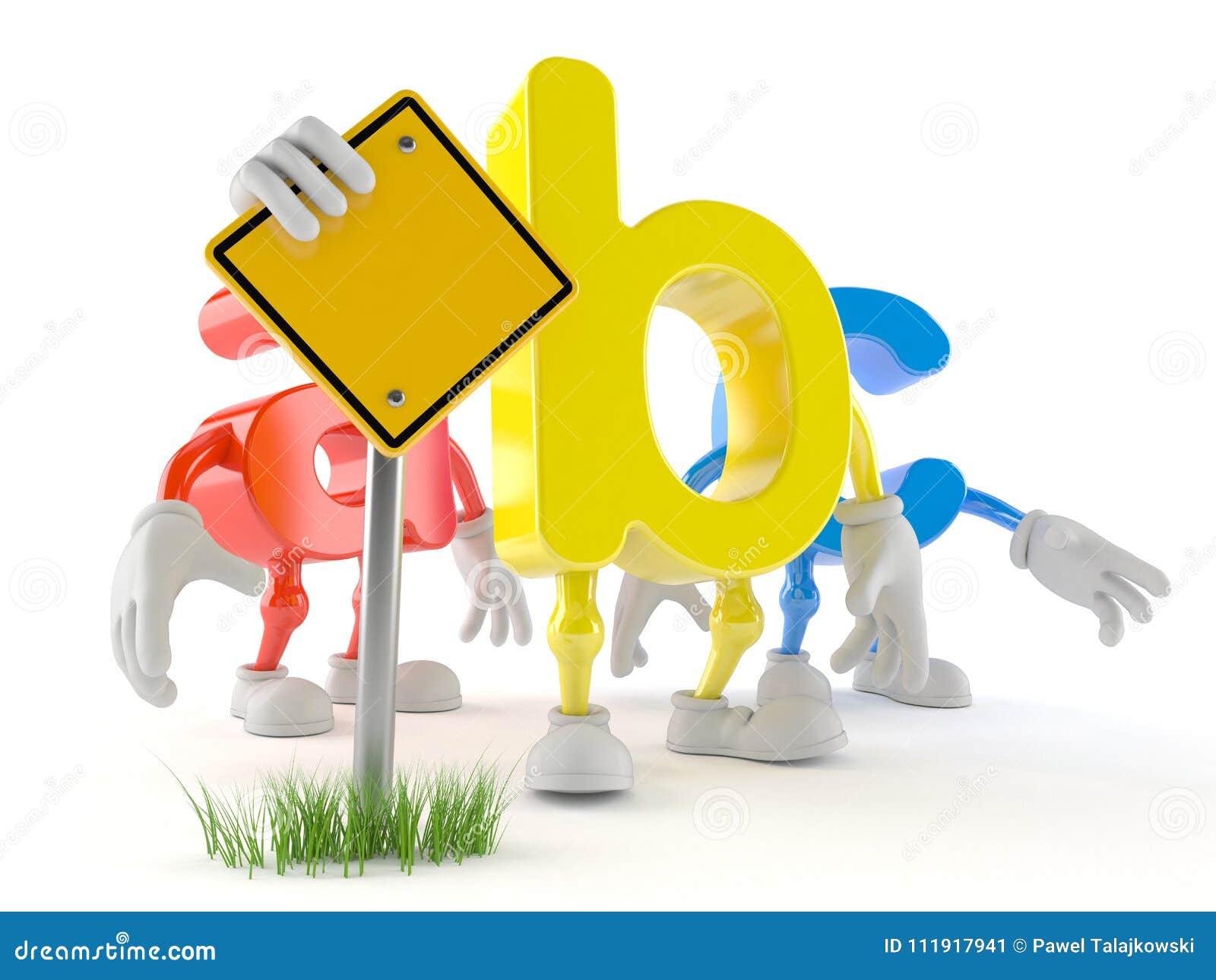 ABC Character with Blank Road Sign Stock Illustration - Illustration of ...