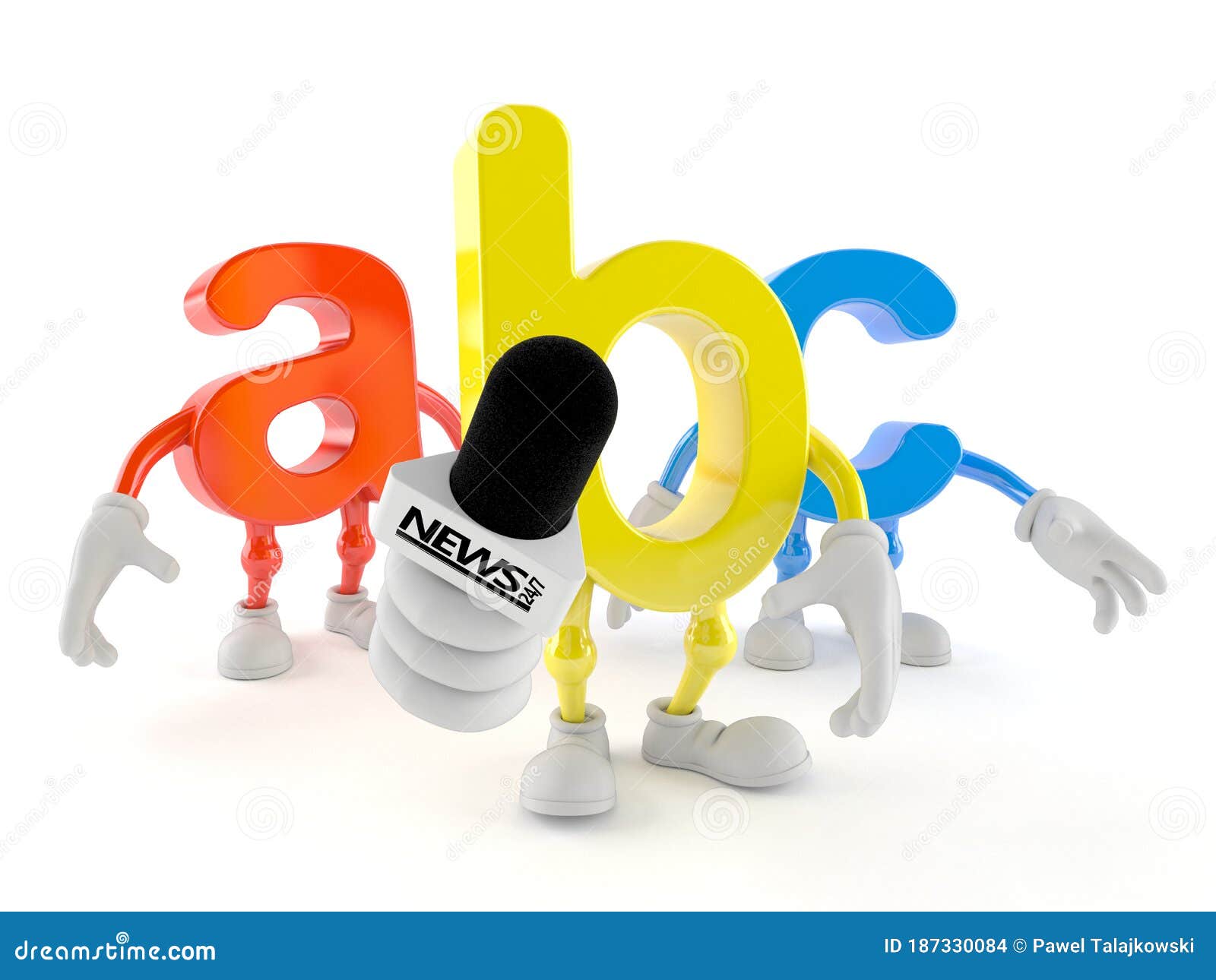ABC Character Holding Interview Microphone Stock Illustration ...